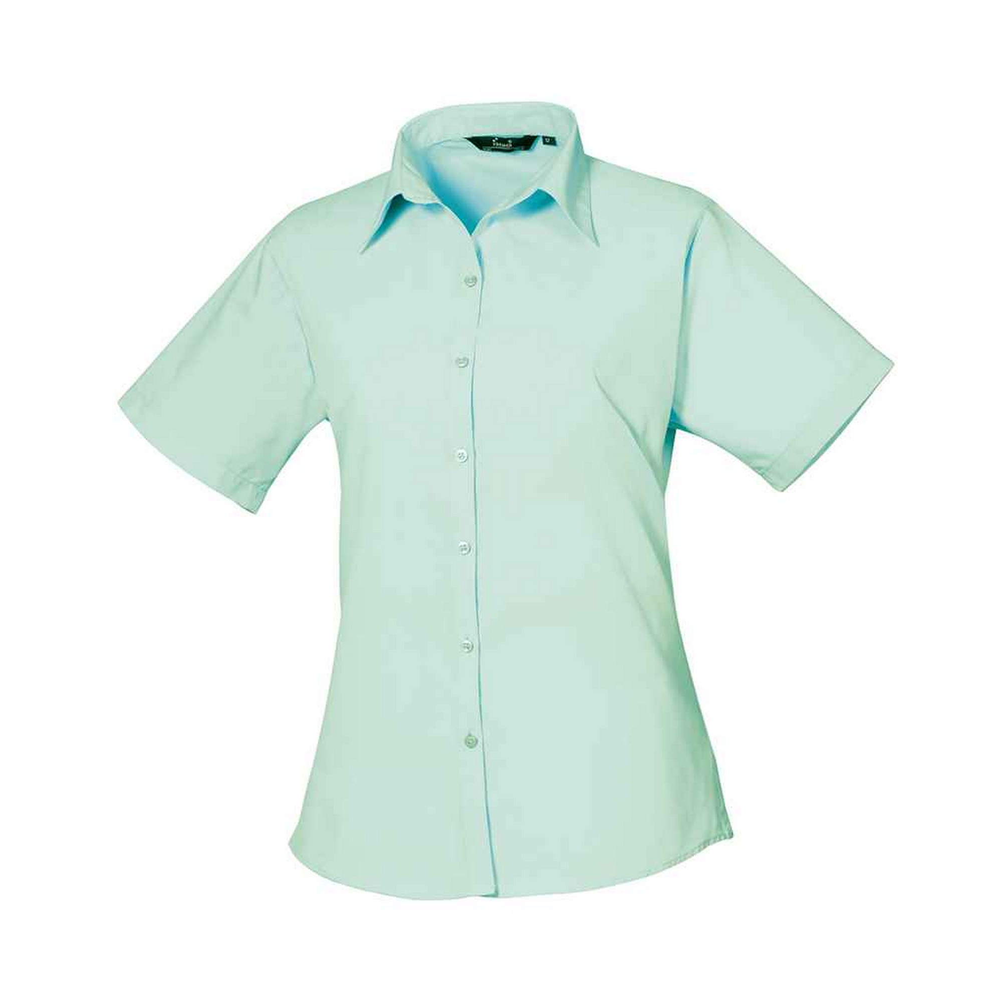 Premier Womens/Ladies Poplin Short-Sleeved Blouse (Aqua)