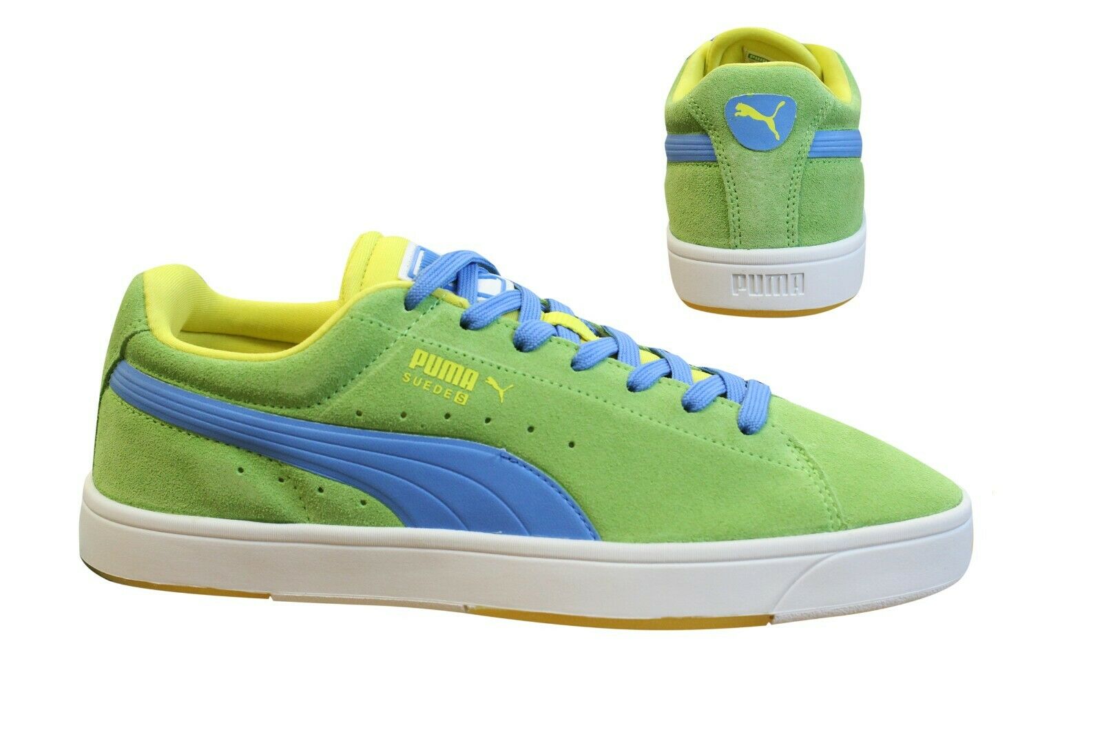 Puma Suede S Green Blue Leather Lace Up Casual Mens Trainers 356414 21 B23B
