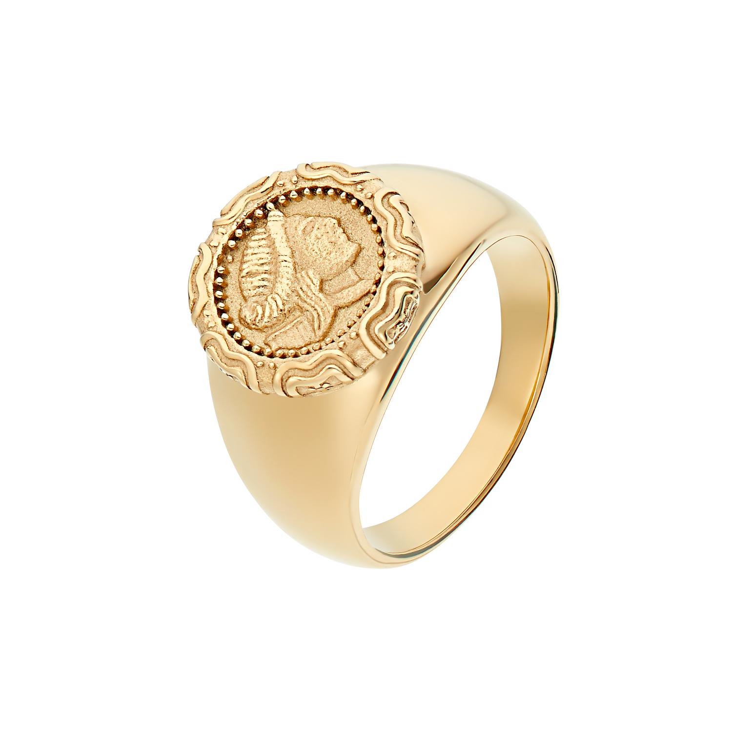 NOELANI Signet ring for ladies, stainless steel, coin