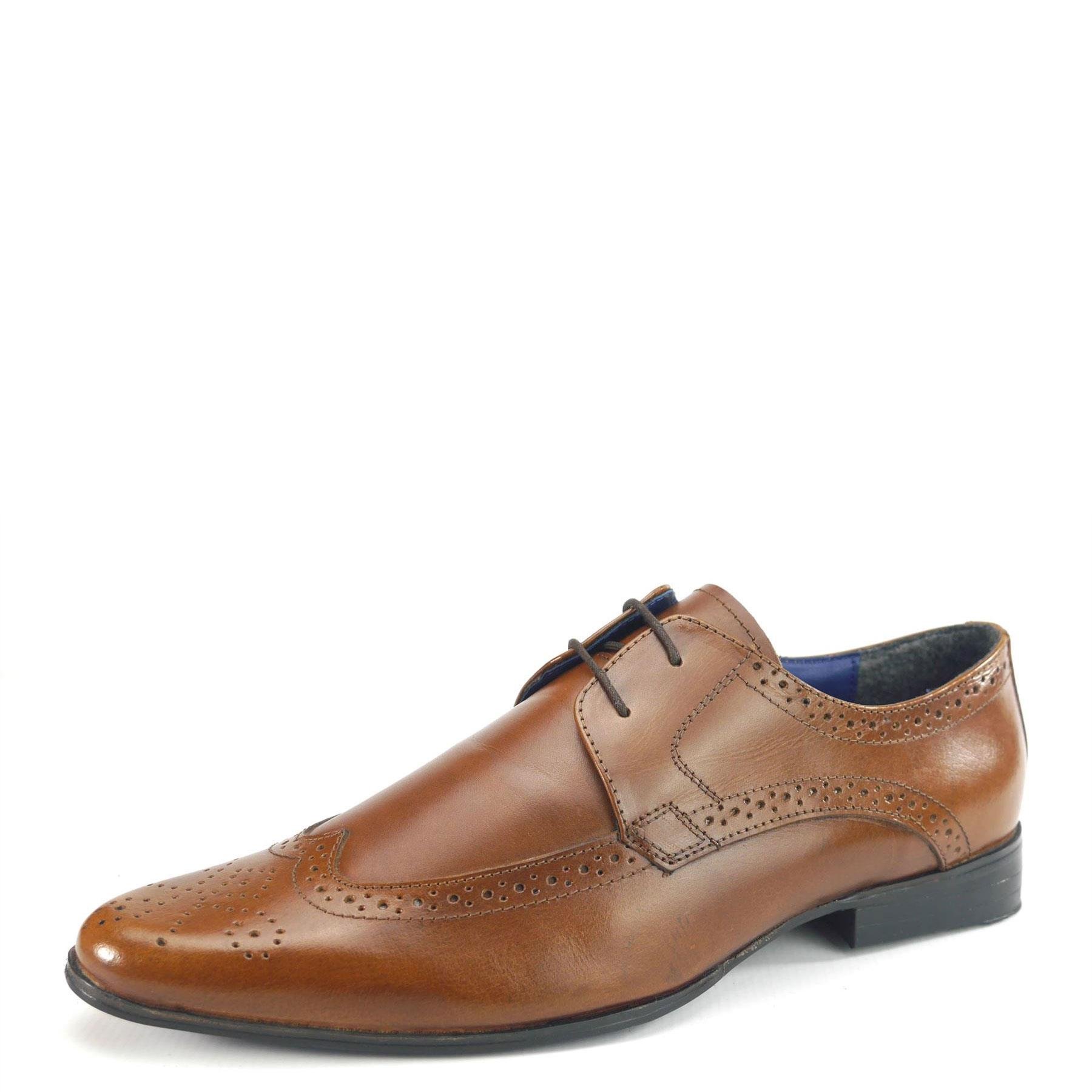 Frank James Harlow Tan Leather Men's Pointed Brogue Derby Formal Shoes
