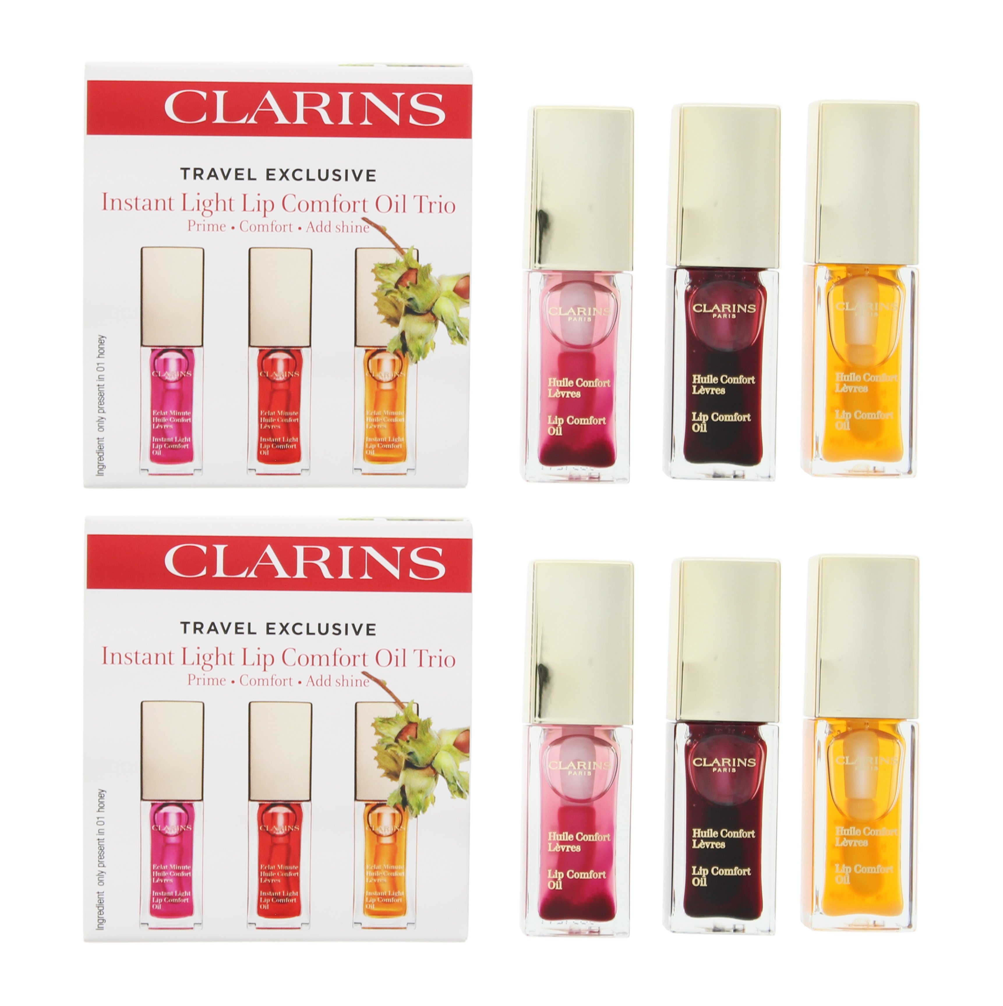 Clarins Instant Light Lip Confort Oil Trio 3 x 7ml x 2