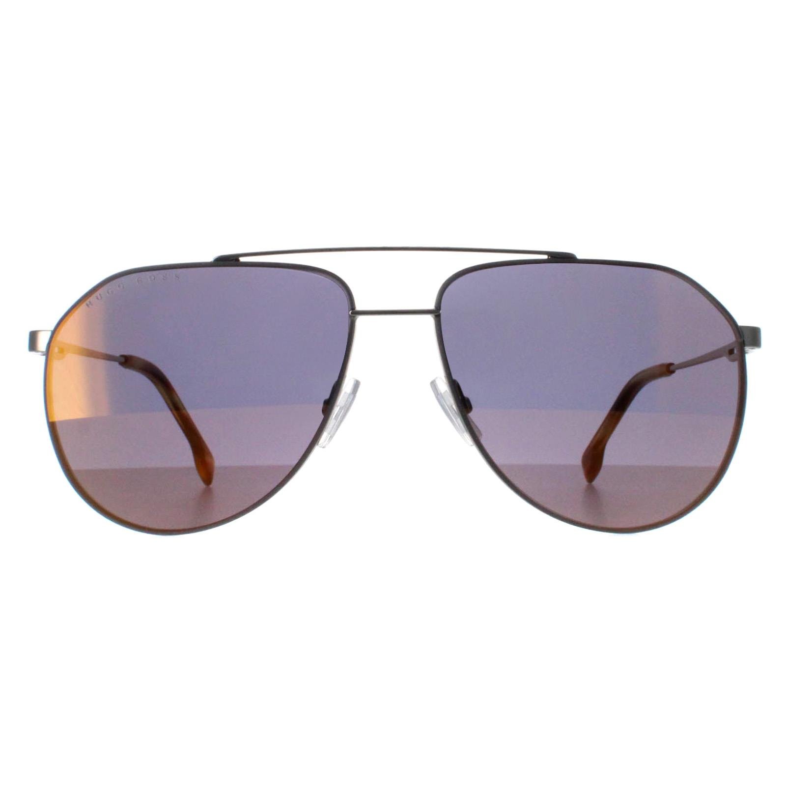 Hugo Boss Aviator Mens Ruthenium Brown Gold Mirror BOSS 1326/S