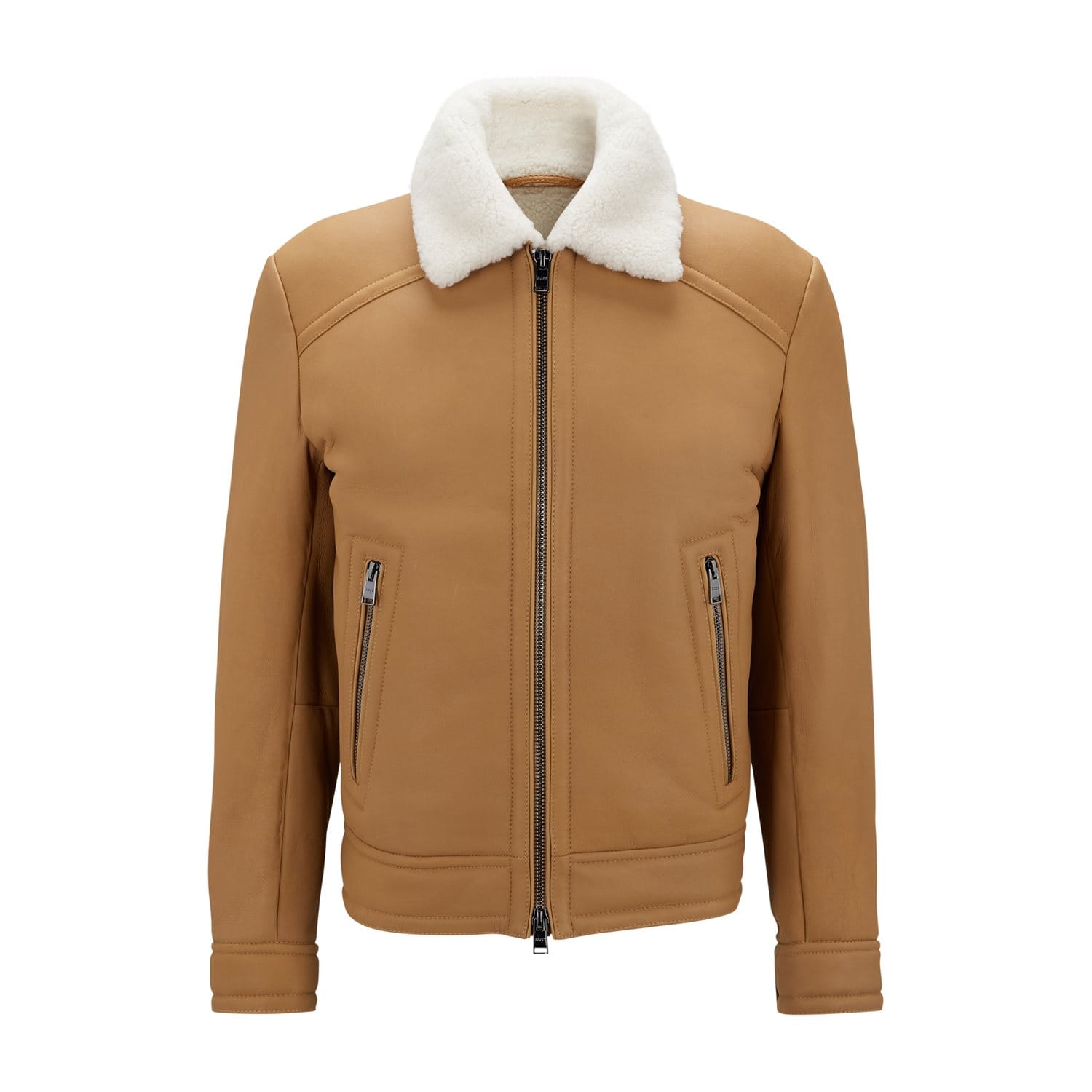 Men's Boss T-Mearlin Leather Jacket in Beige