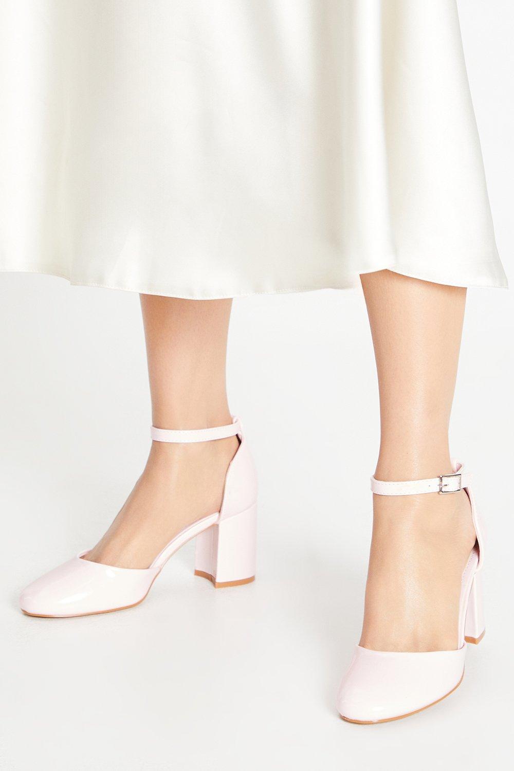 Emelda Round Toe Block Heel Court Shoes