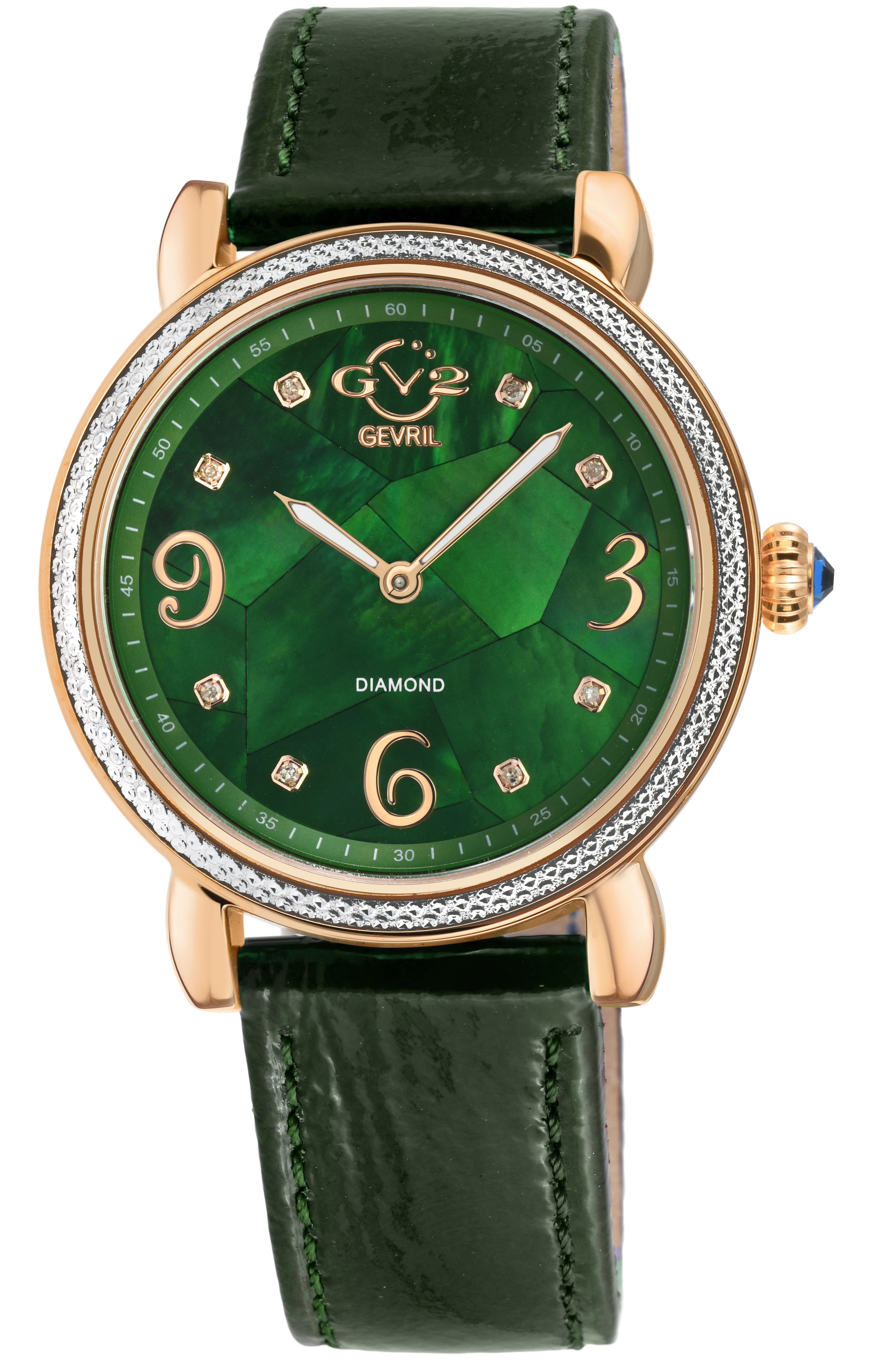 GV2 Ravenna 12616 Green Leather Swiss Quartz Watch