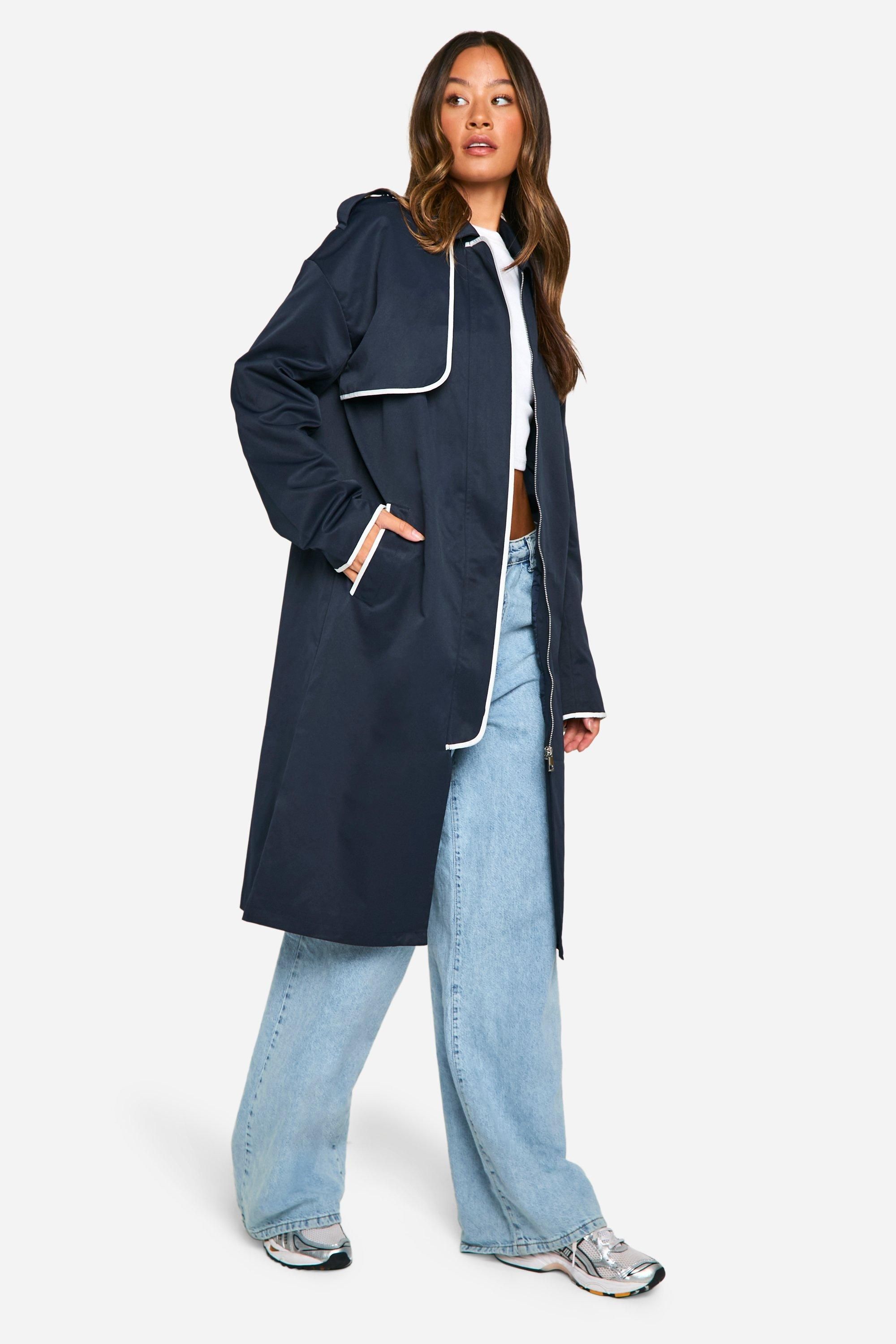 Tall Contrast Binding Detail Trench Coat
