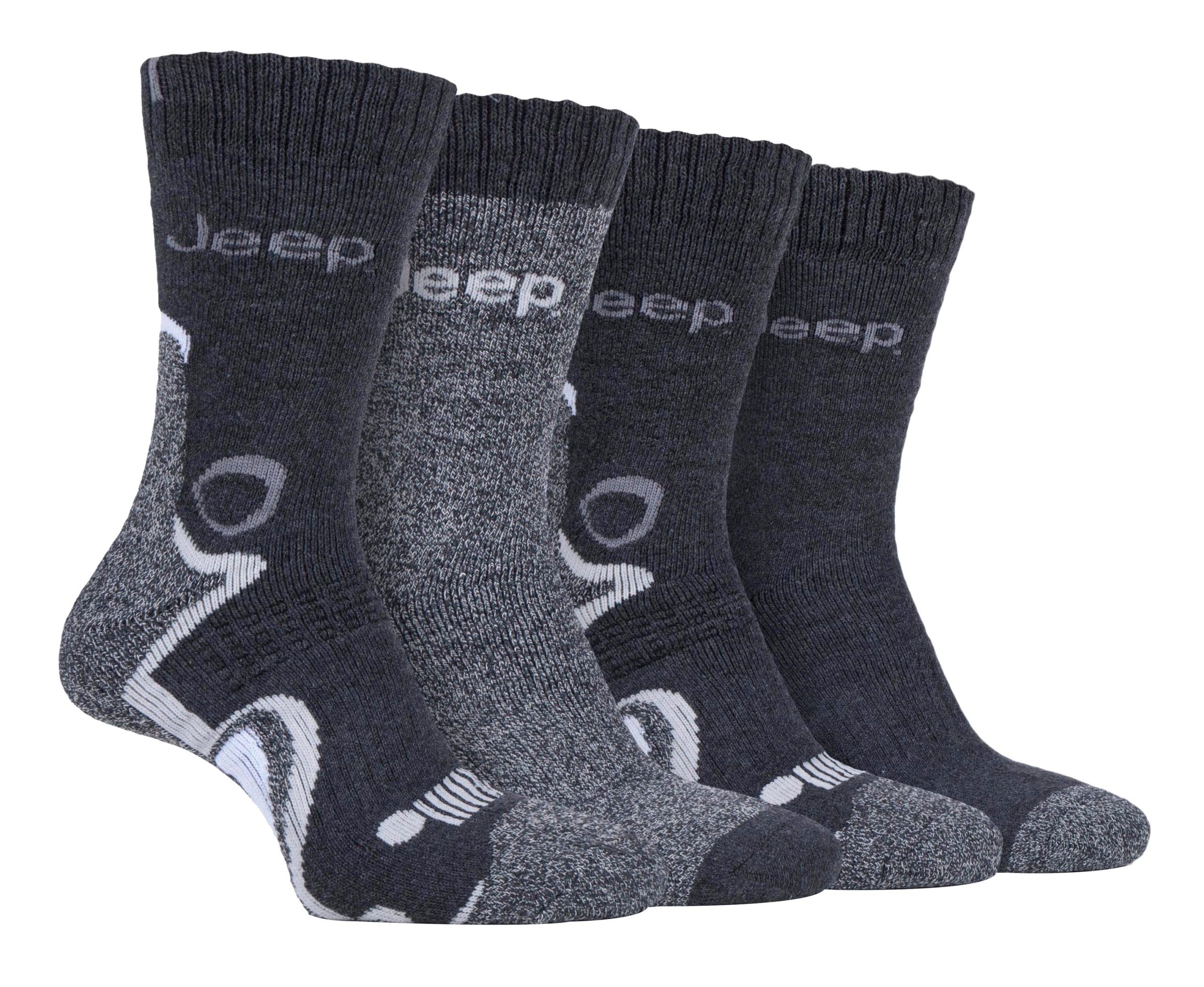 JEEP - 4 Pairs Mens Anti Blister Thick Cushioned Luxury Boot Socks