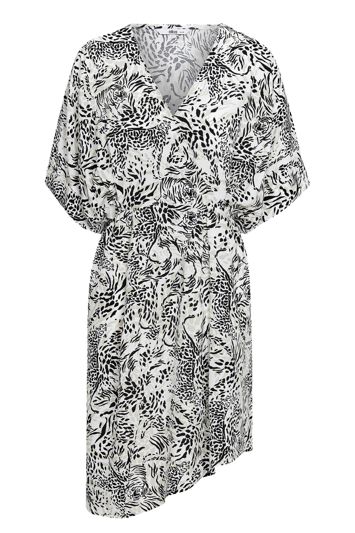 Abstract Print Wrap Dress