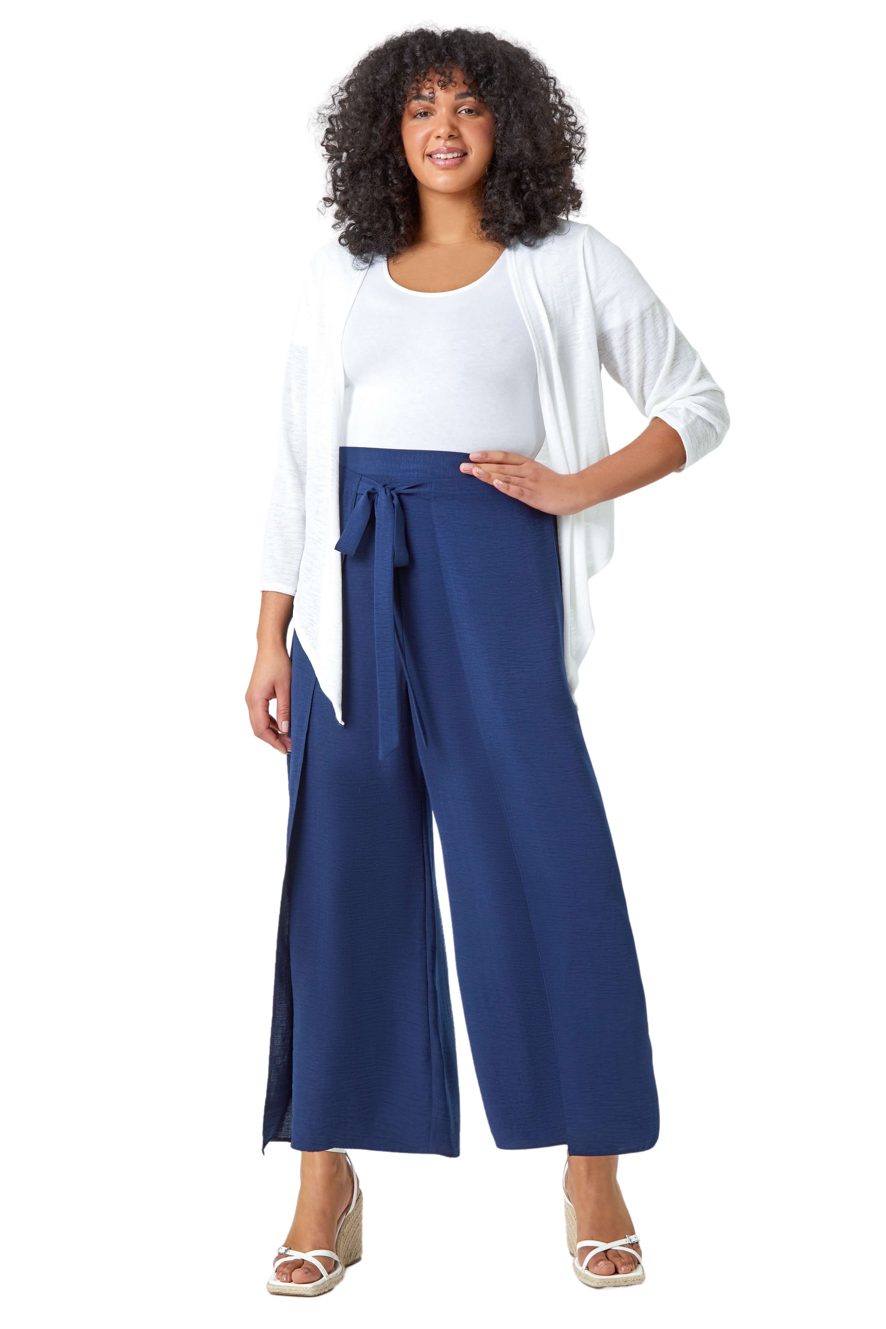 Curve Wrap Tie Wide Leg Trousers