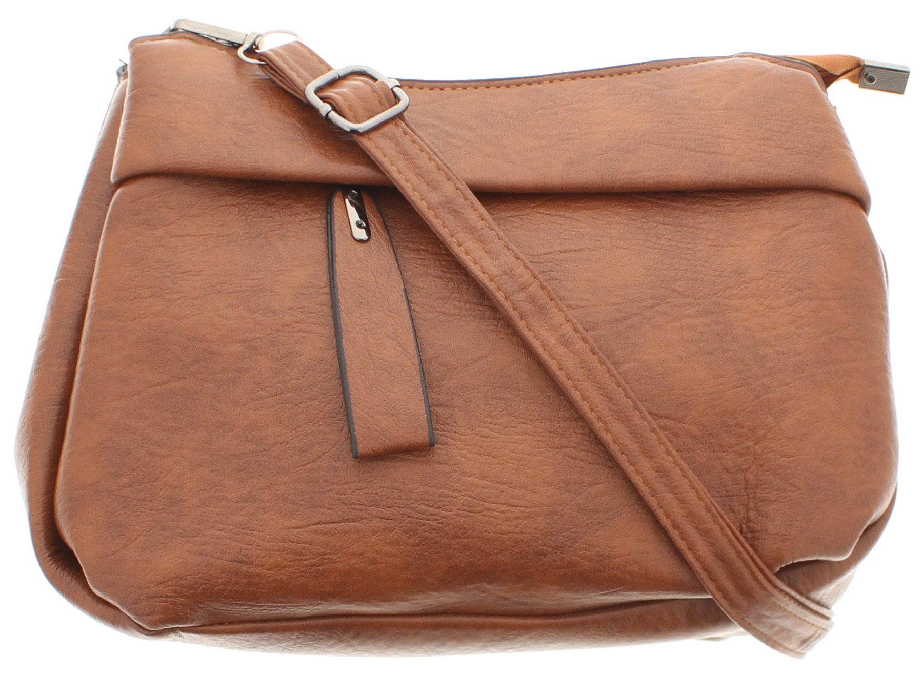 Womens Crossbody Bag Opal Faux Leather Zip Brown