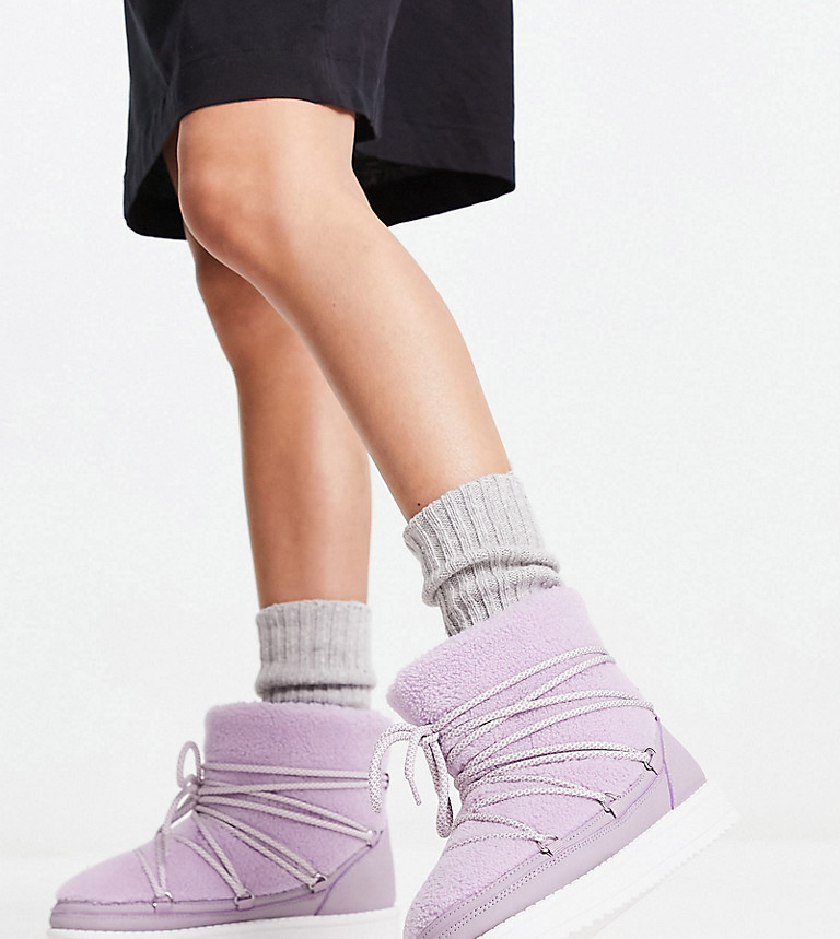 South Beach padded borg snow boots in lilac-Purple