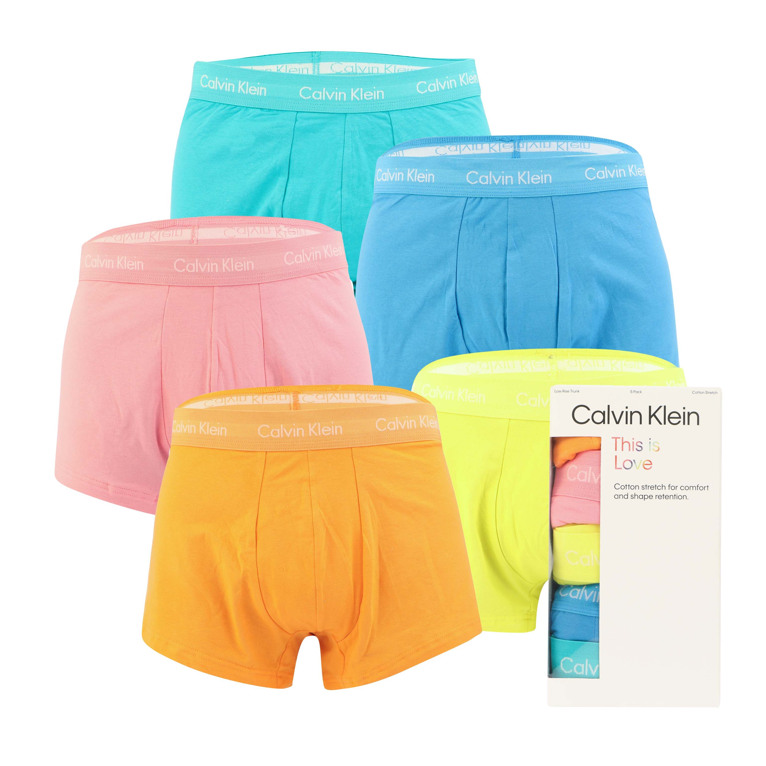 Men's Calvin Klein 5 Pack Pride Cotton Stretch Low Rise Trunks in Orange