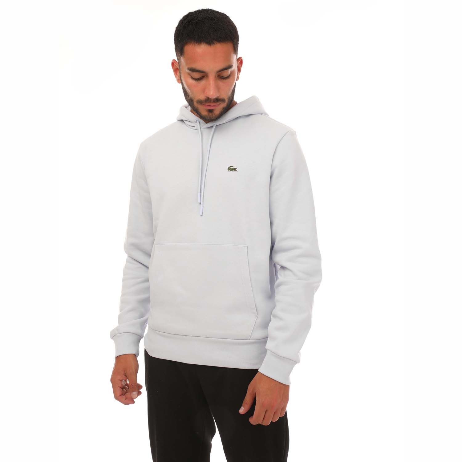 Men's Lacoste Fleece Hoody in Light Blue
