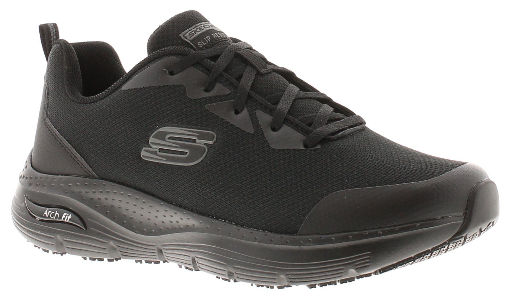 Skechers Womens Work Trainers Slip Resistant Arch Fit SR Lace Up black