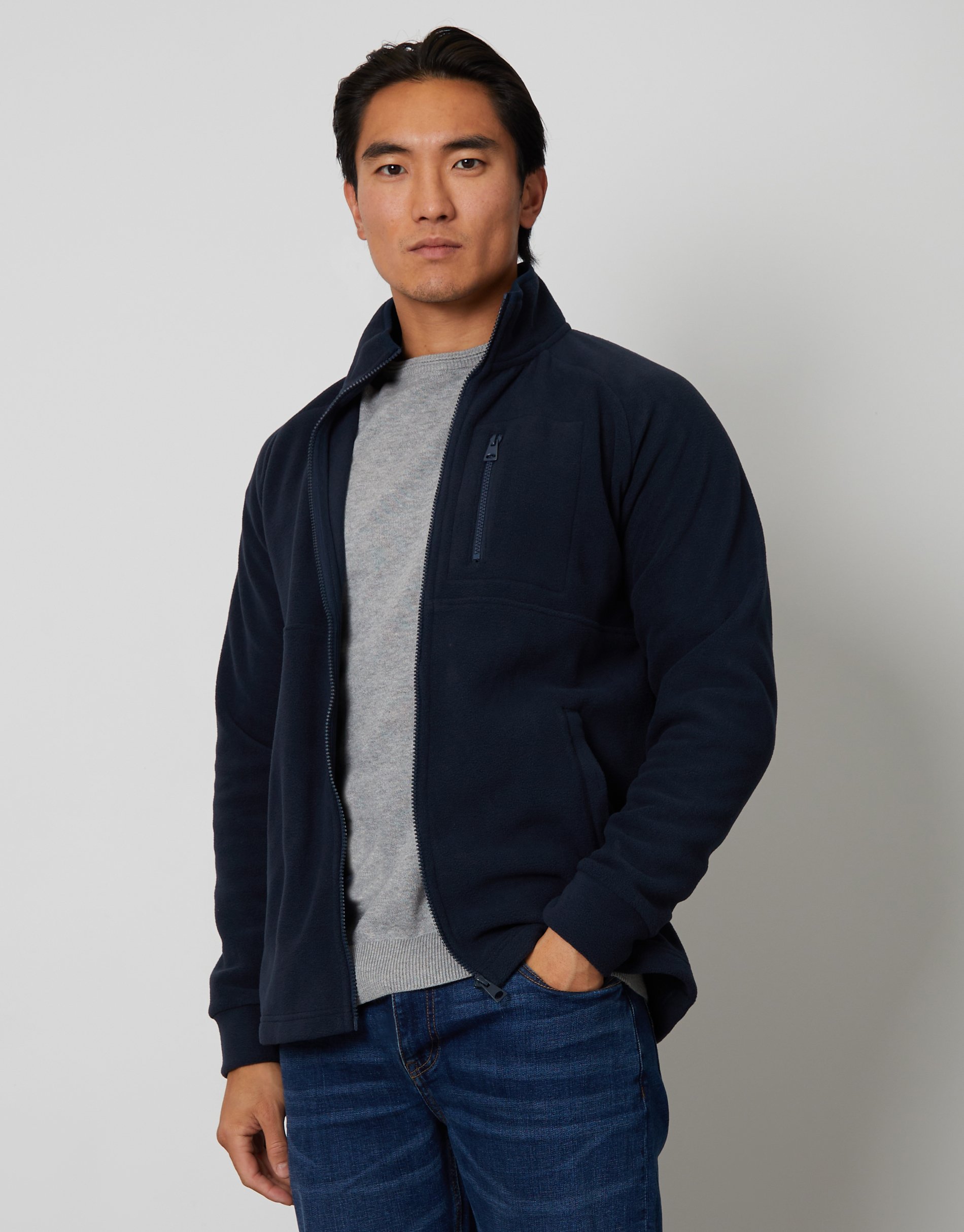 Navy 'Orson' Zip Up Microfleece Jacket