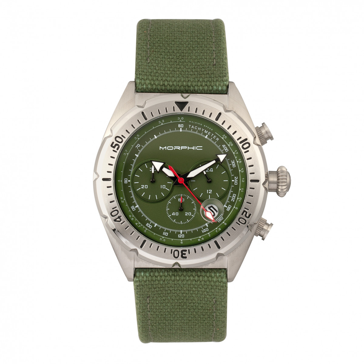 Morphic M53 Series Chronograph Fibervävd läderarmbandsklocka med datum