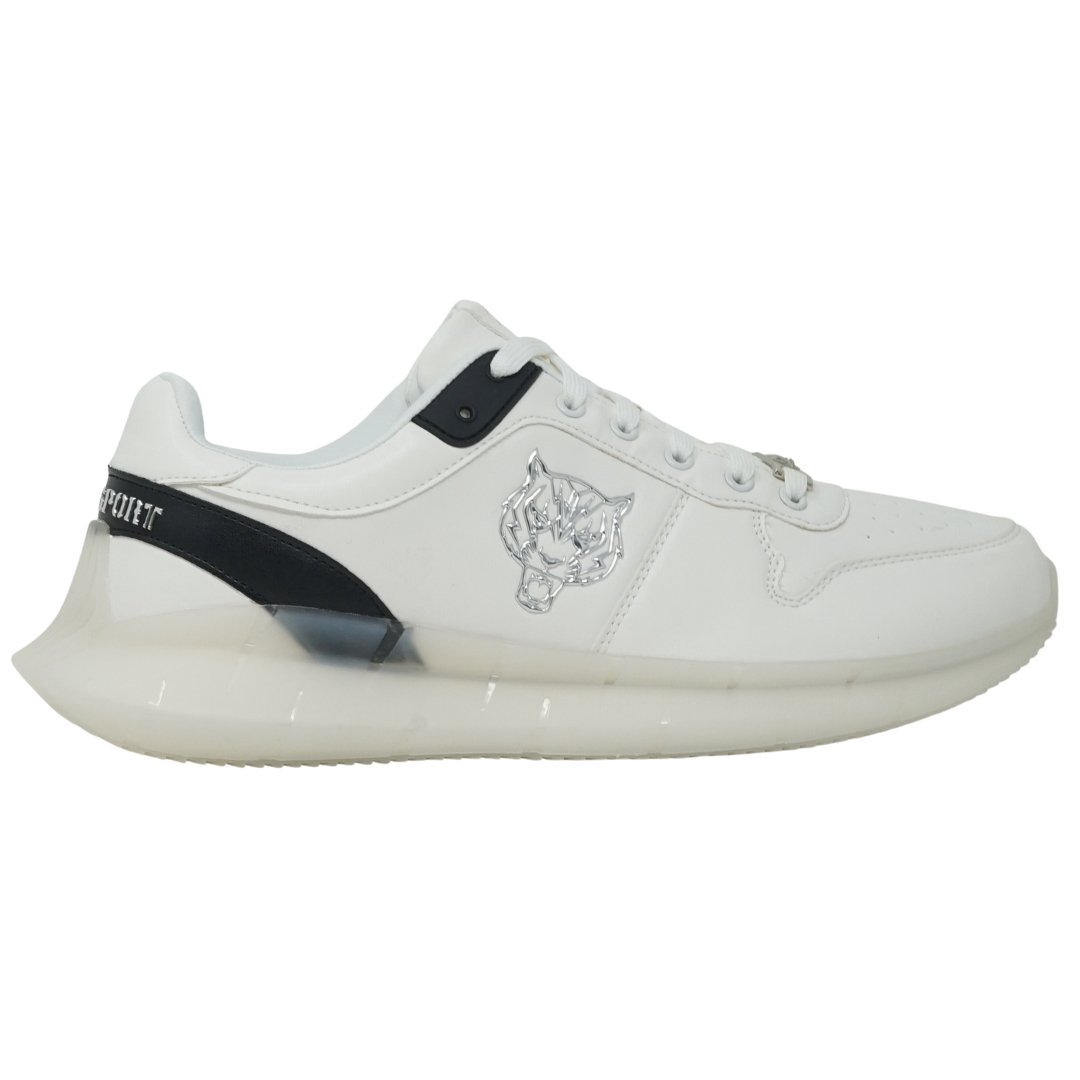 Plein Sport Branded Silver Tiger Logo White Sneakers