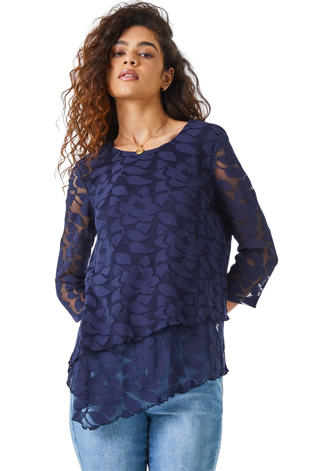 Burnout Leaf Asymmetric Stretch Top