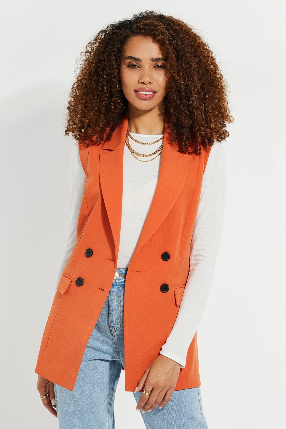 'Hollywood' Double Breasted Sleeveless Blazer