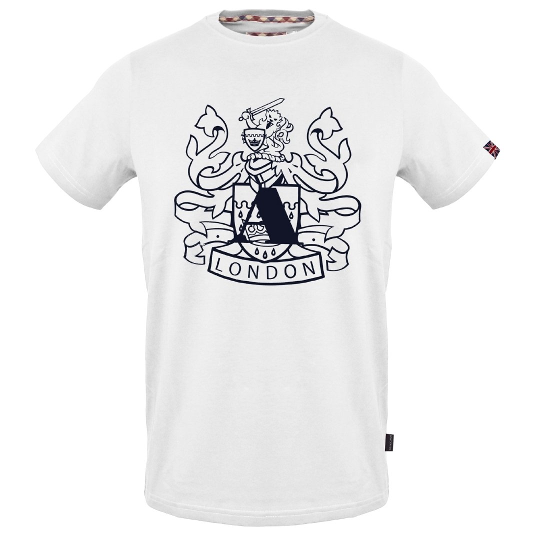 Aquascutum Large Shield Aldis Logo White T-Shirt