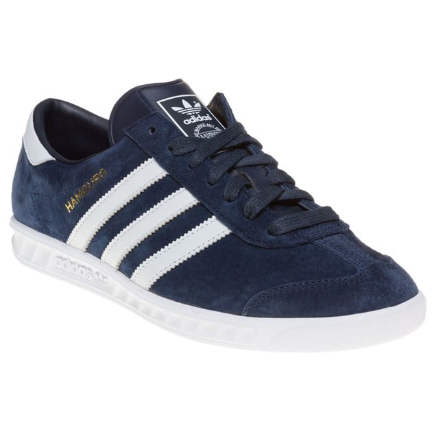 Adidas Originals Mens Trainers Hamburg Leather Lace Up navy