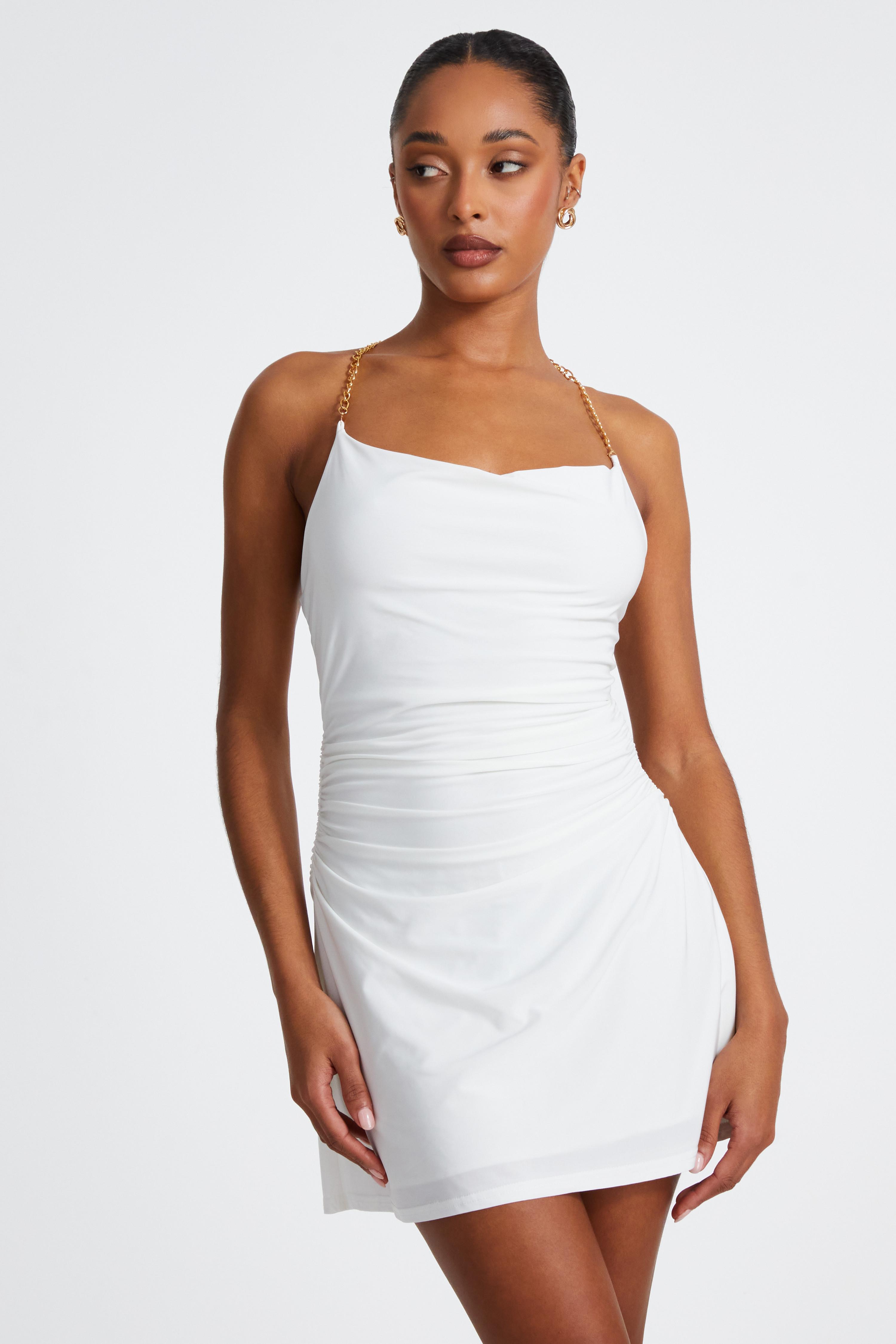 Cream Chain Strap Mini Dress