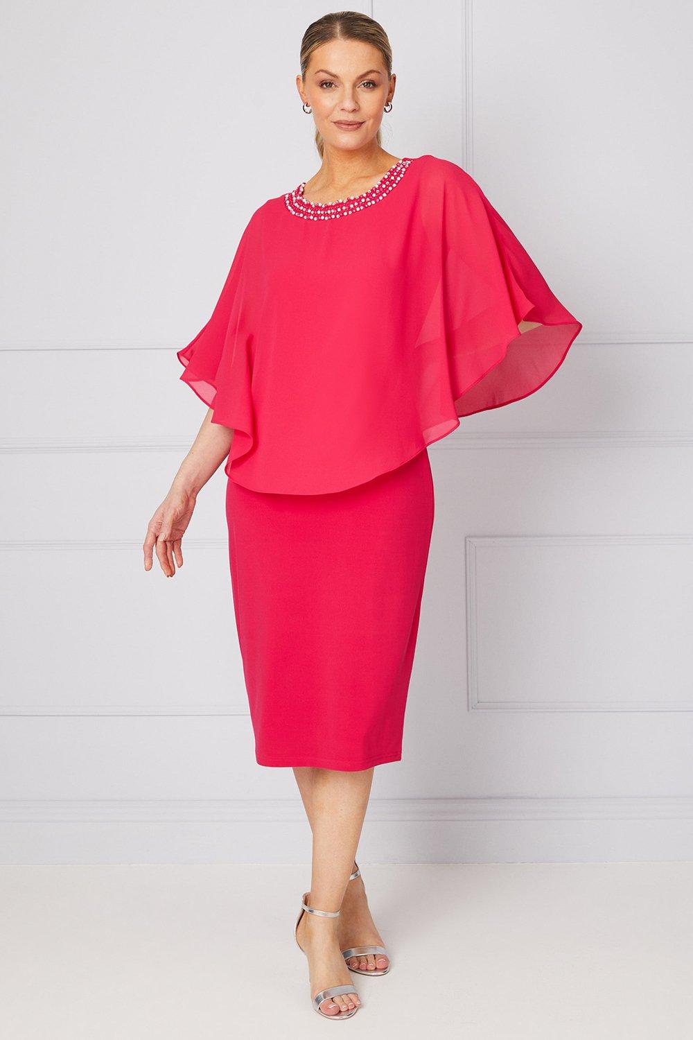 Occasion Embellished Neckline Overlay Formal Dress