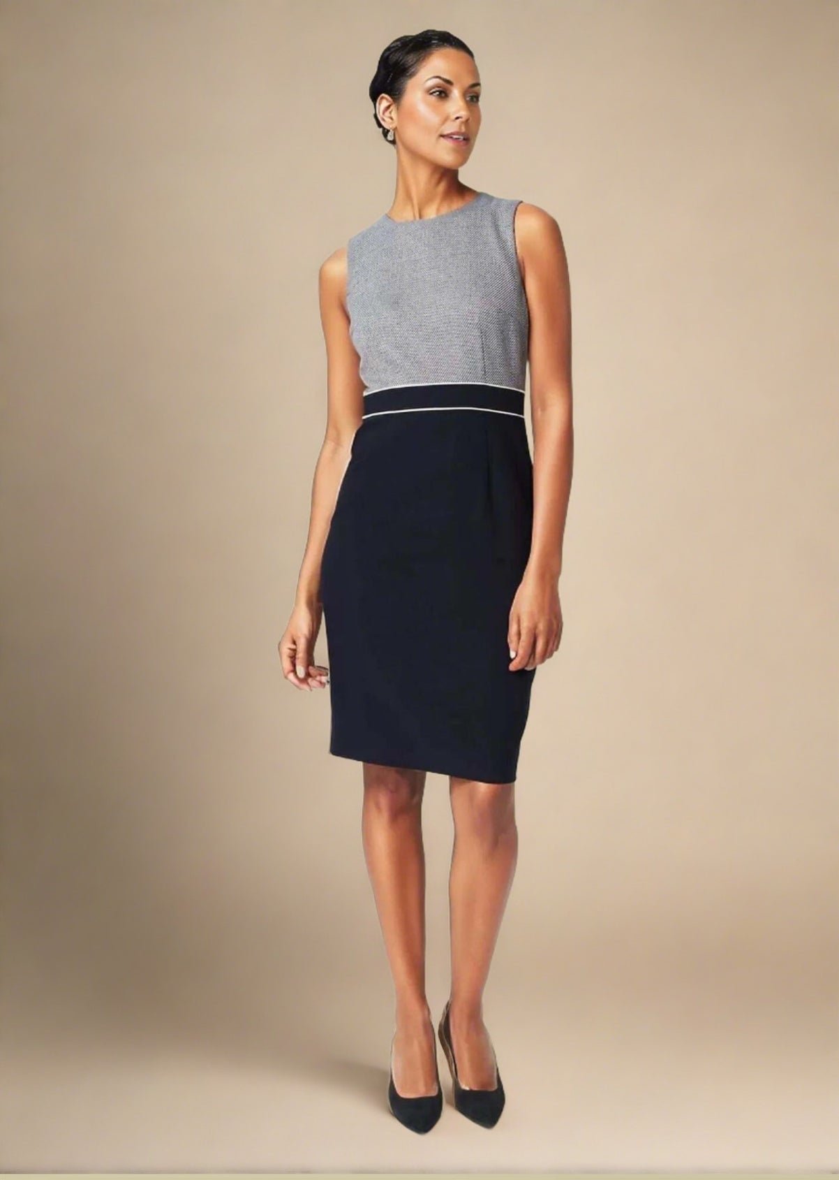 HOBBS Navy Sleeveless Shift Dress