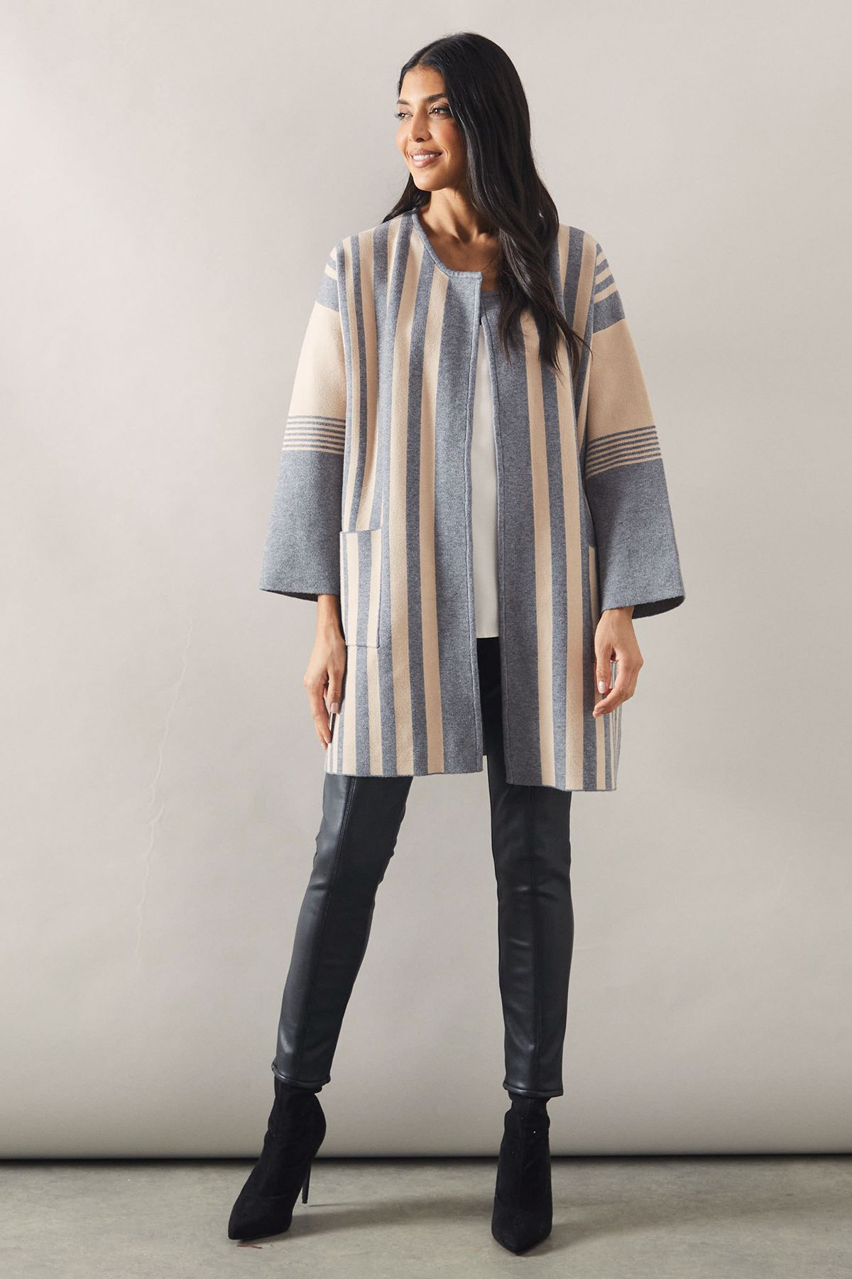 Striped Colour Block Coatigan