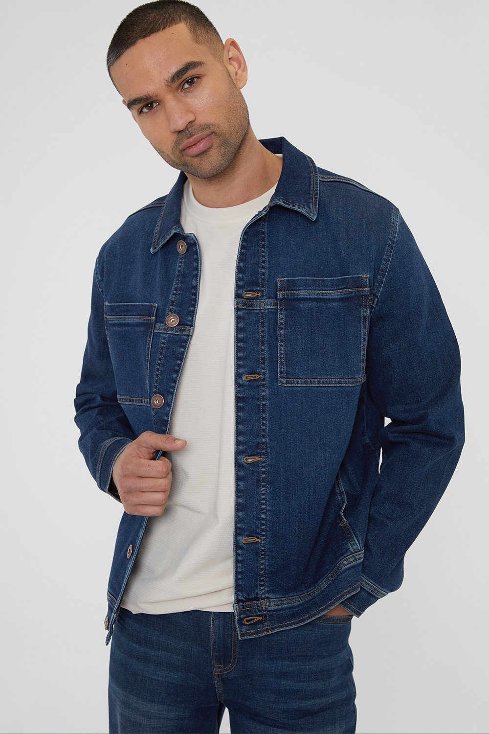 Mid Wash Denim Shacket