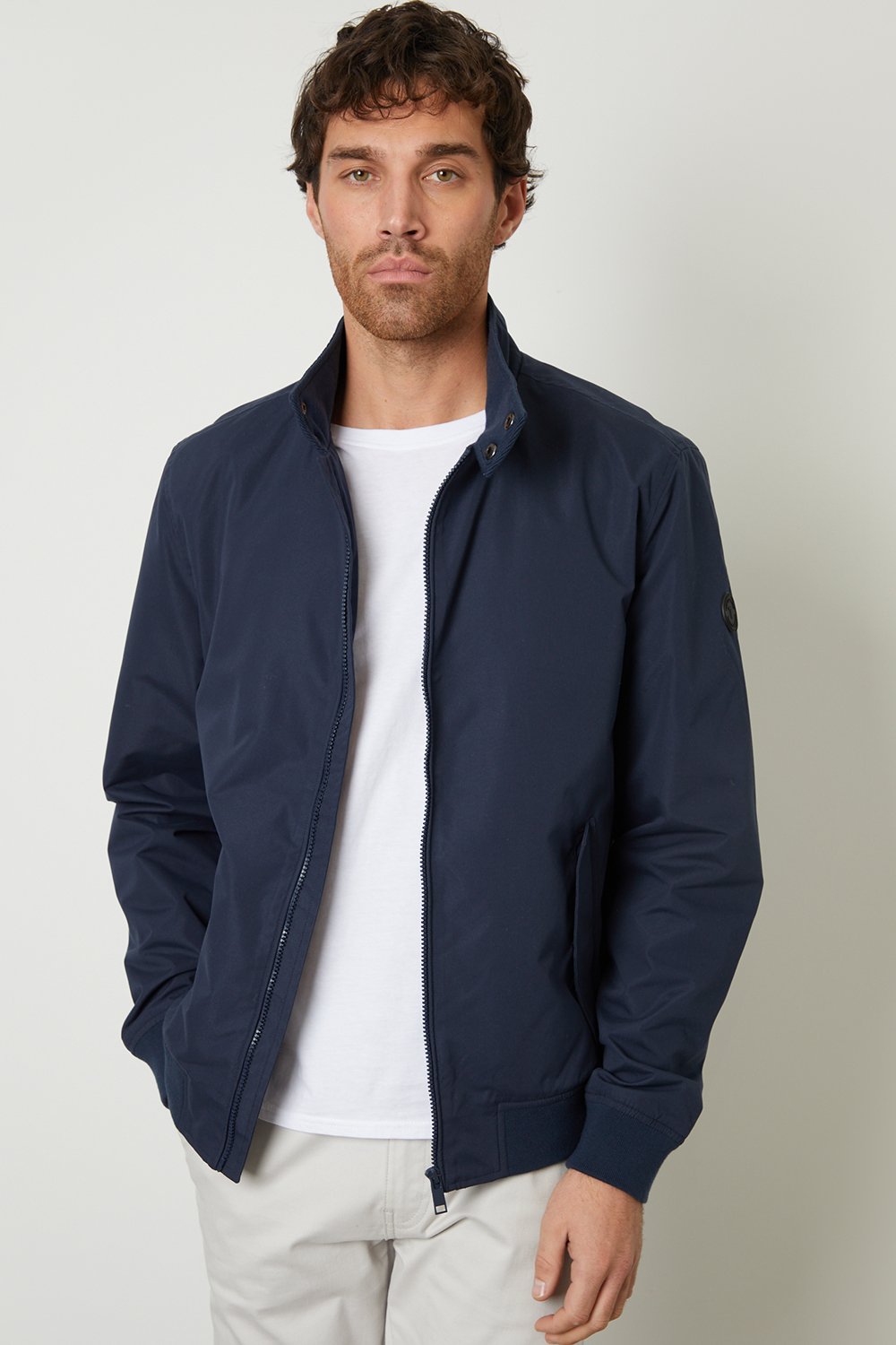 Navy Zip Up Harrington Style Jacket