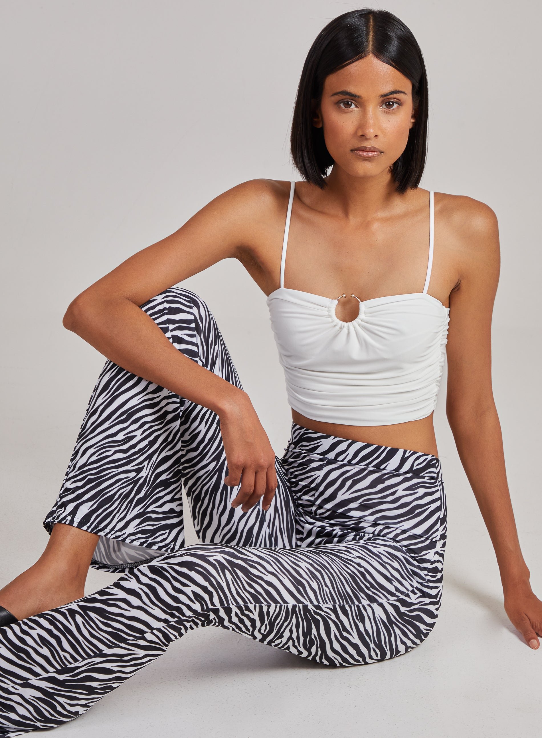 Gathered Ring Detail Slinky Cami Top