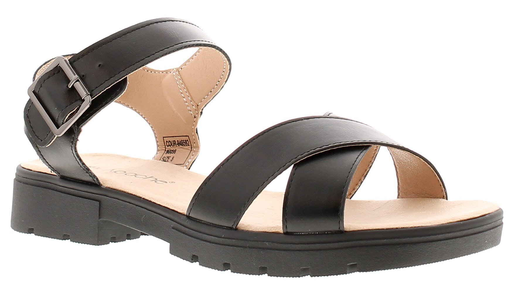 Apache Womens Flat Sandals Cham Buckle black