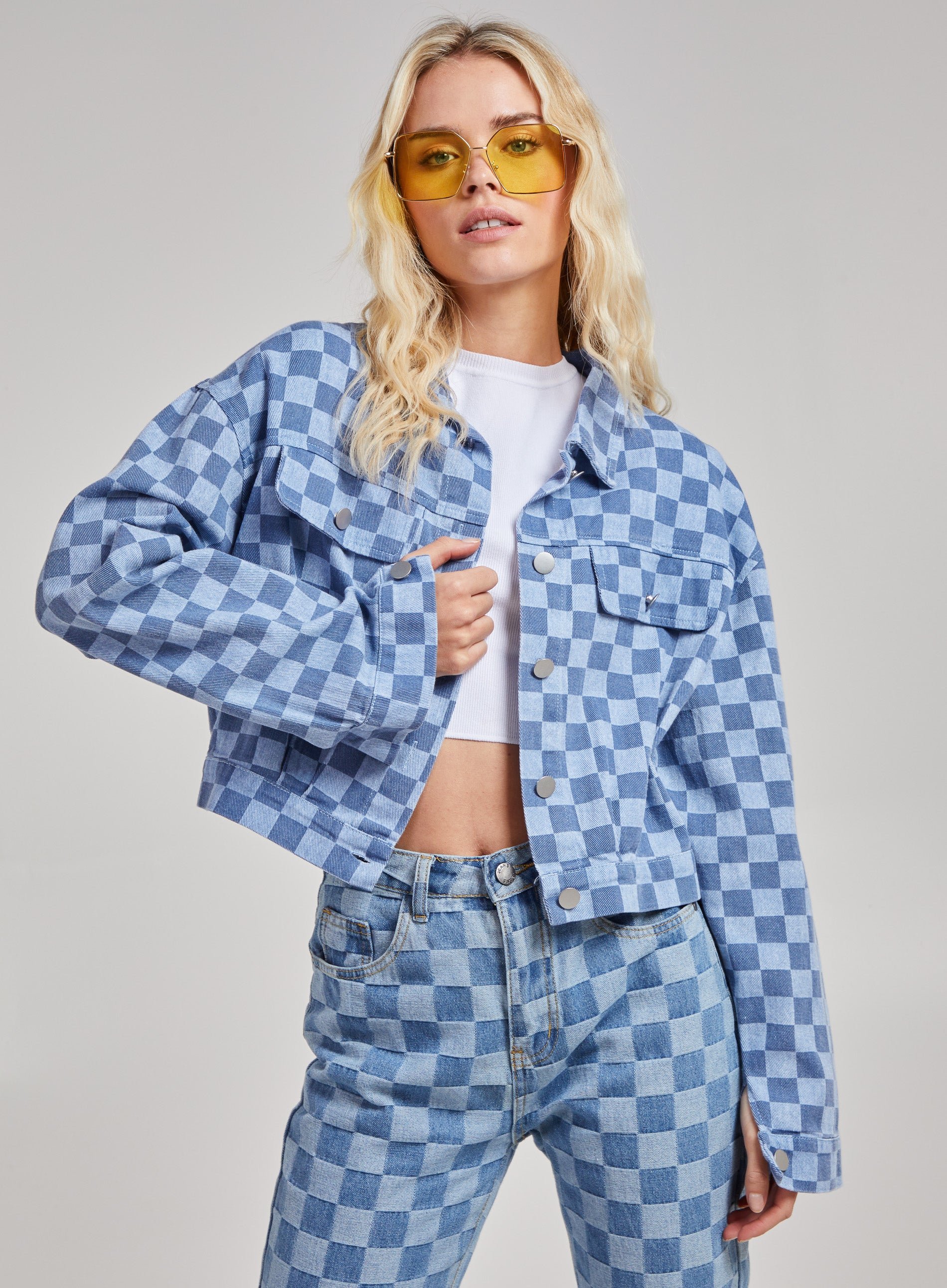 Button Up Checkboard Jacket