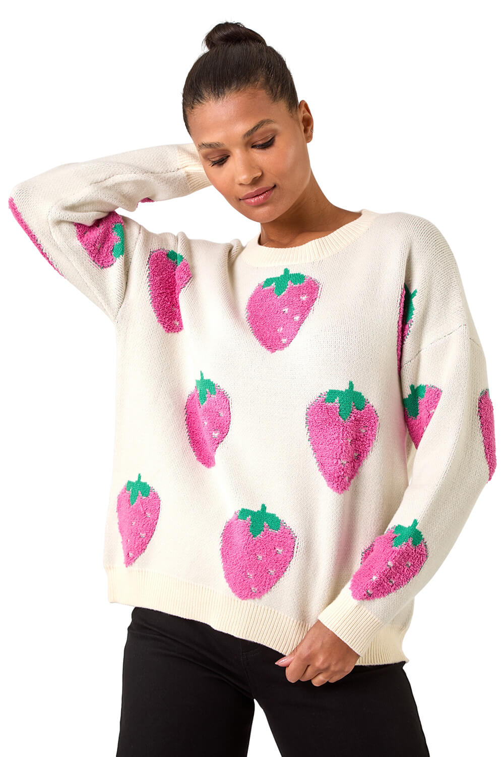 Strawberry Print Knitted Jumper