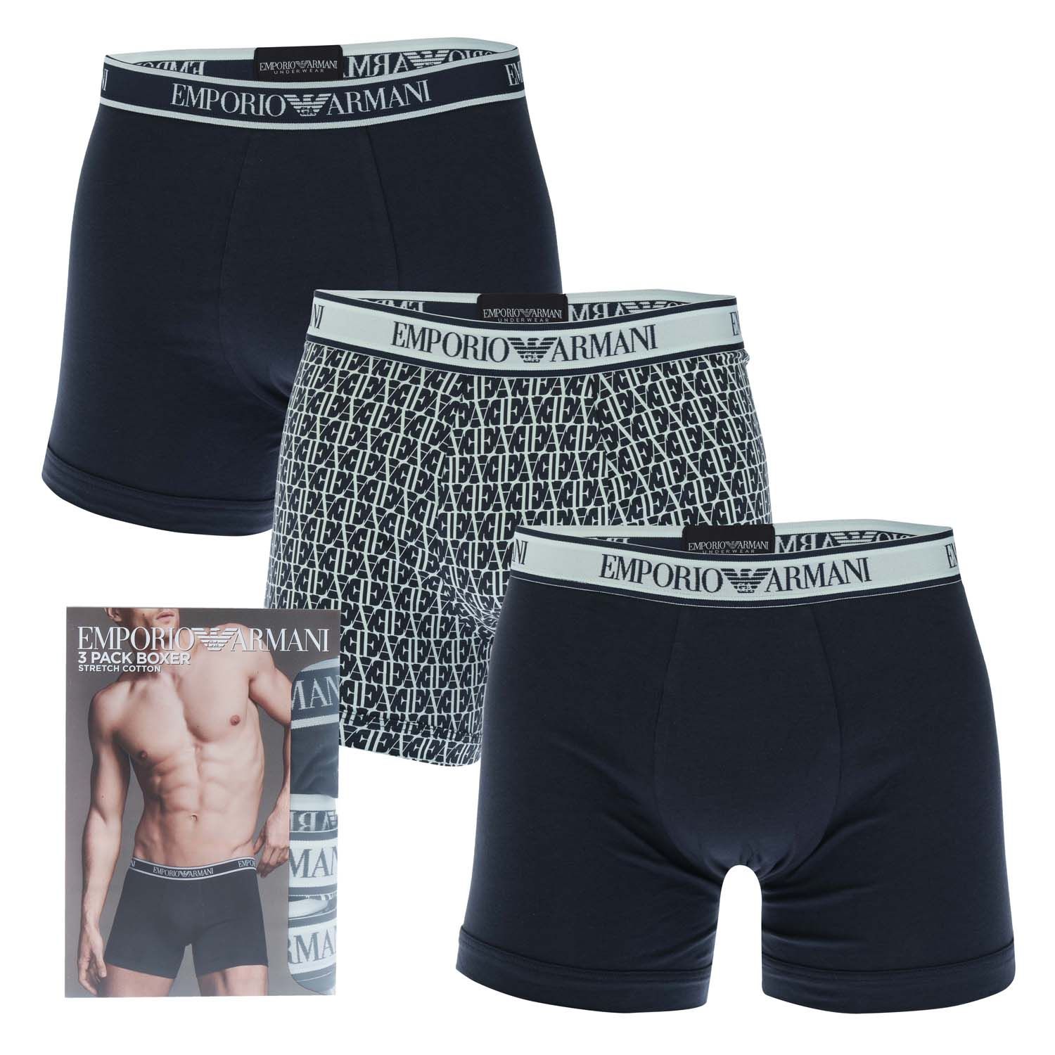 Men's Emporio Armani 3 Pack of Boxers in Various