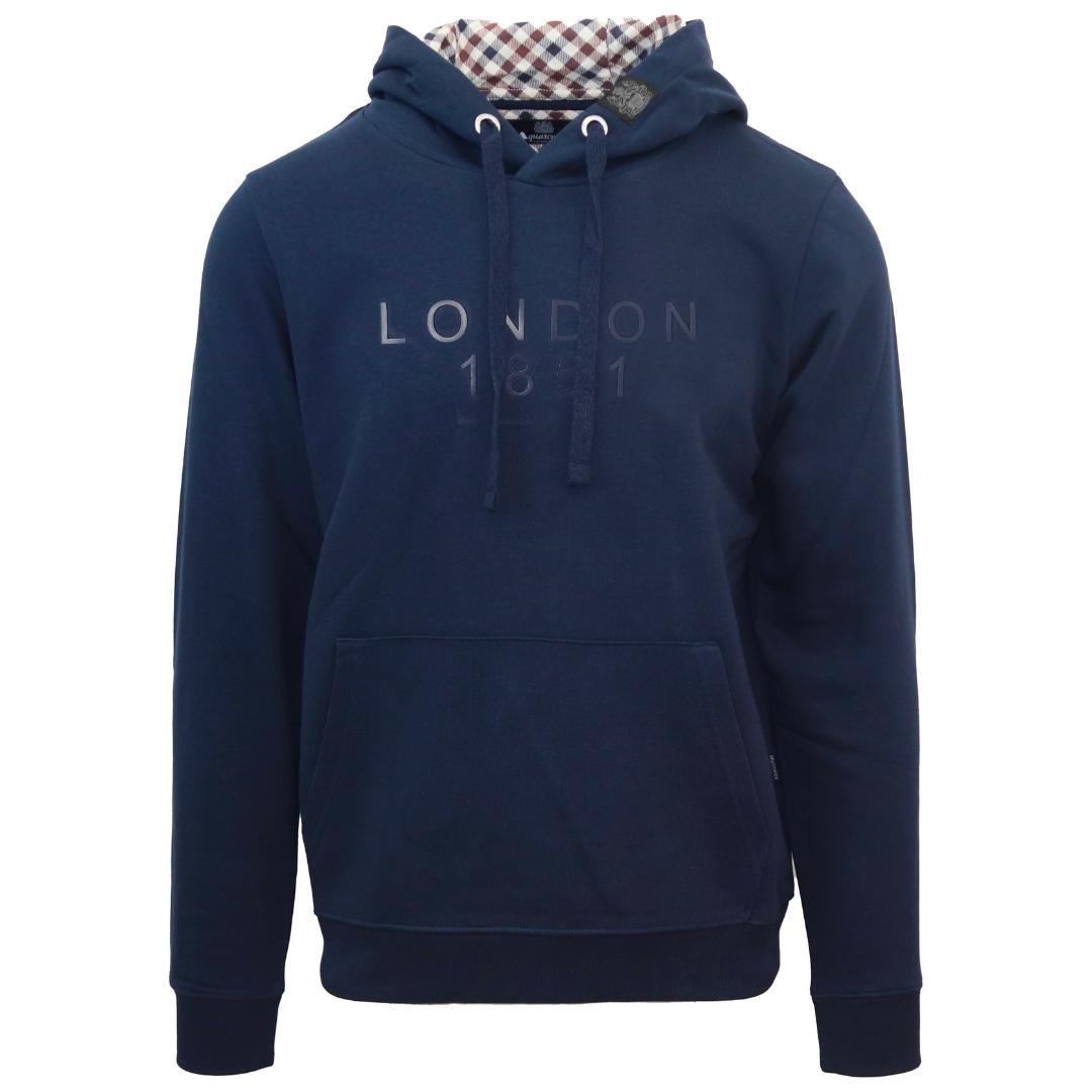 Aquascutum Bold London 1851 Logo Marineblau Hoodie