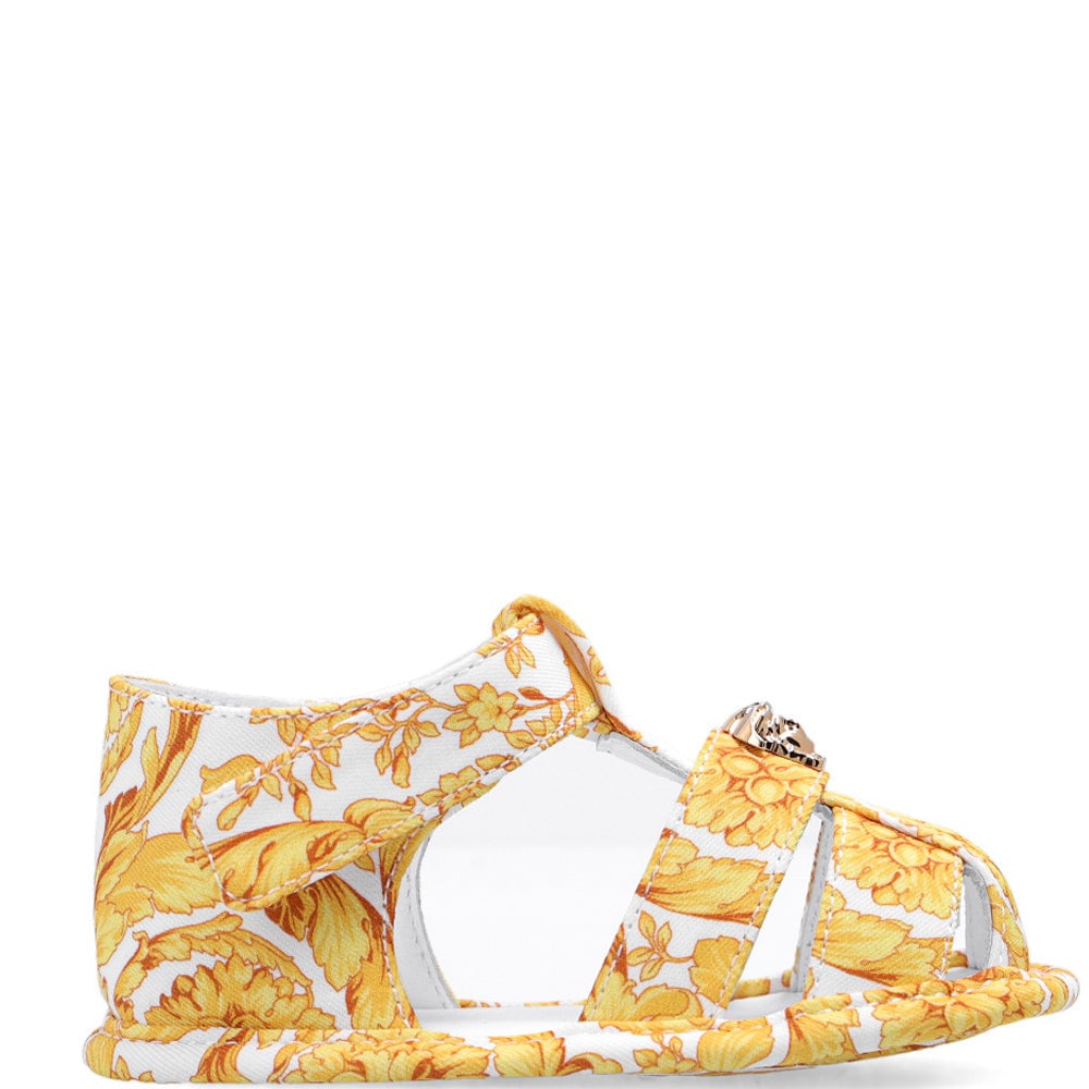 Versace Girls Classic Print Sandals Gold