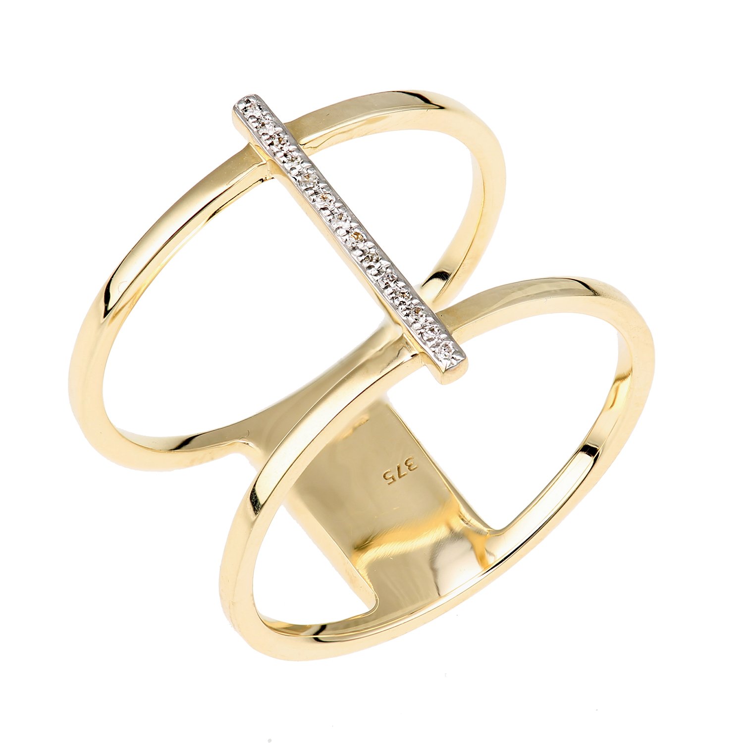 9ct Yellow Gold Double Layer Diamond Ring