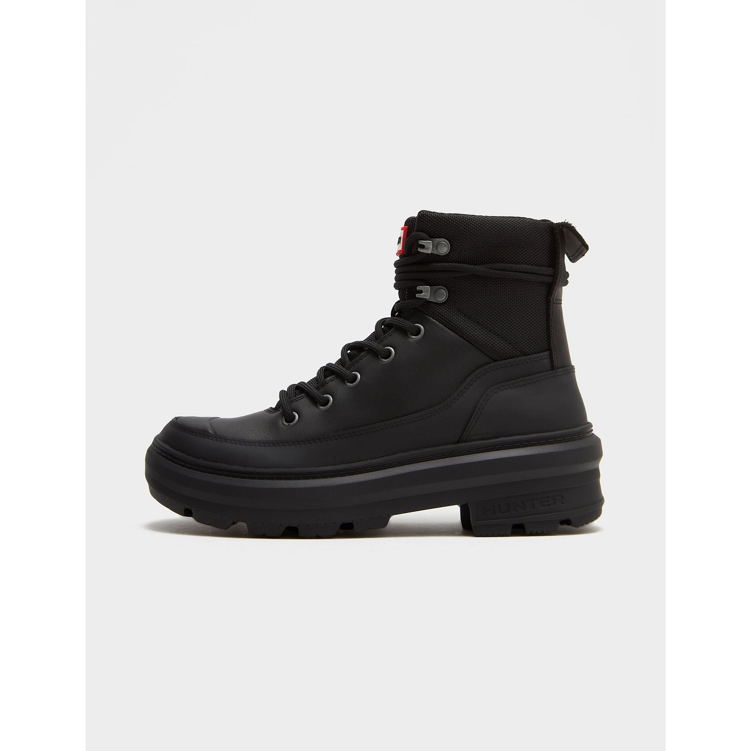 Women's Hunter Rebel Explorer Leather Commando Boots in Black
