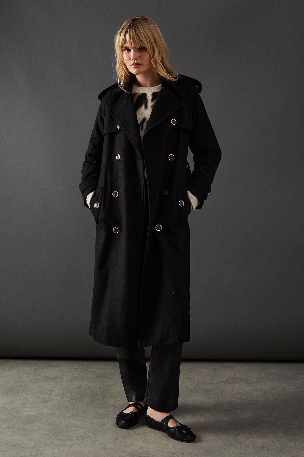 Warehouse Chocolate Trench Coat Womens Daywear Jackets & Coats