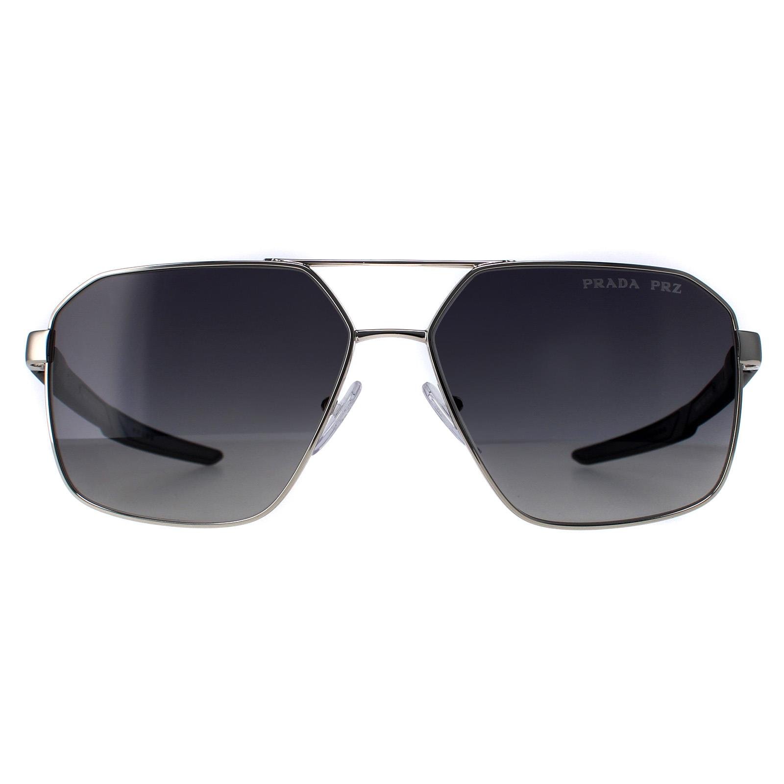 Prada Sport Aviator Mens Silver Grey Gradient Polarized PS55WS