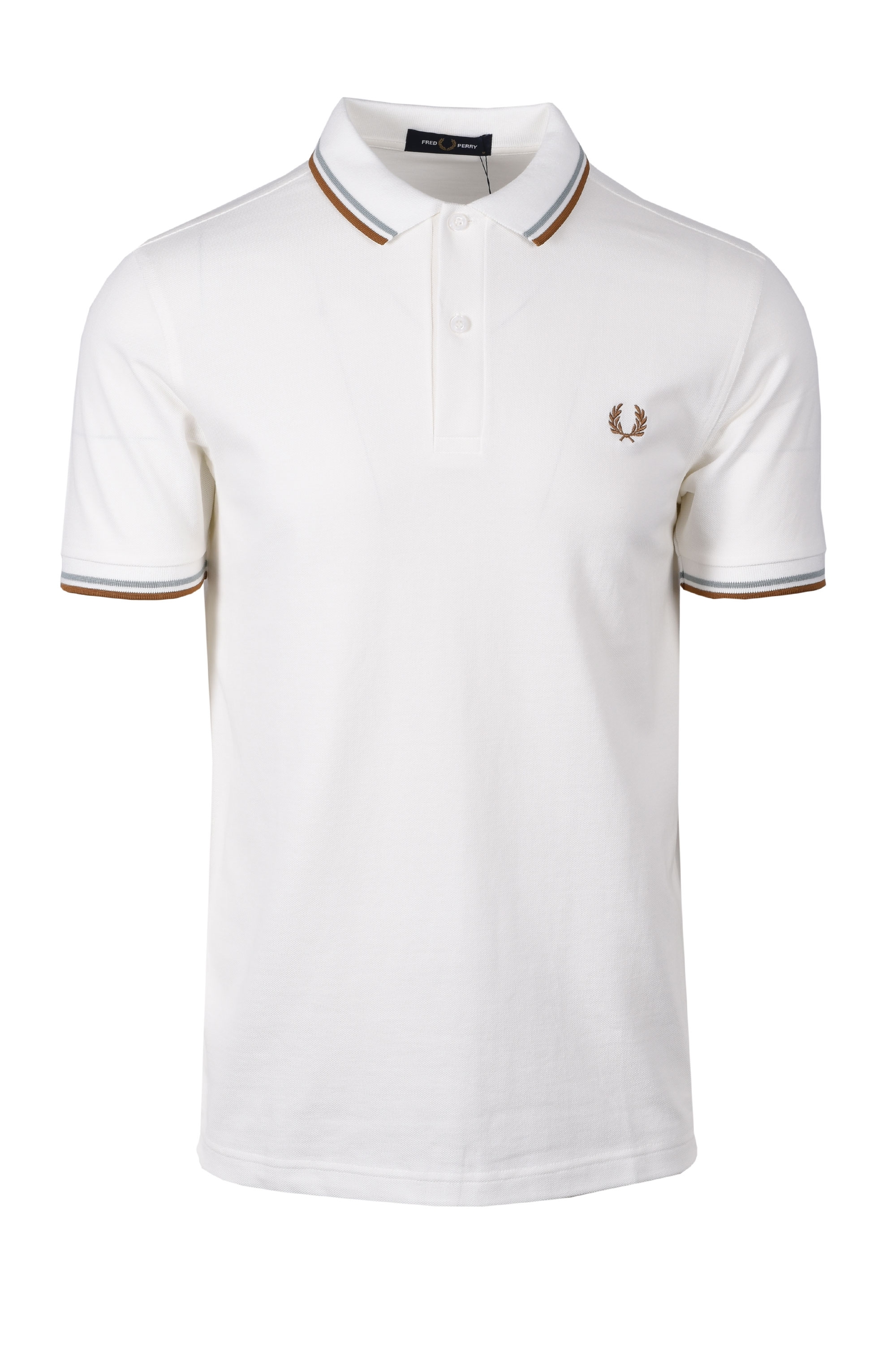 Fred Perry Twin Tipped Polo Shirt Snow White/Silver Blue/Dark Caramel