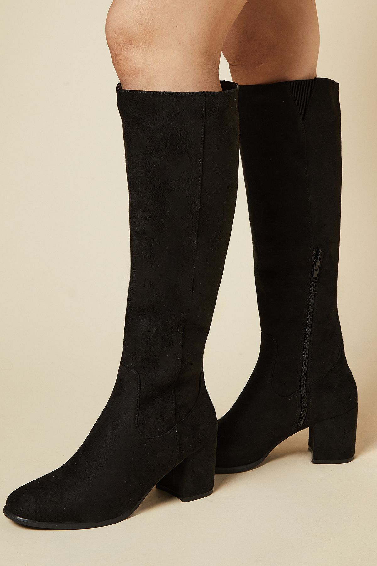 Keeley Round Toe Medium Block Heel Knee High Boots