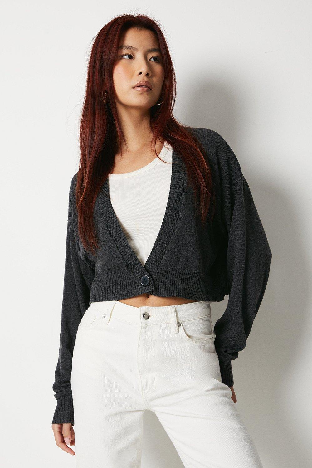 Knitted Boxy Fit Crop Cardigan