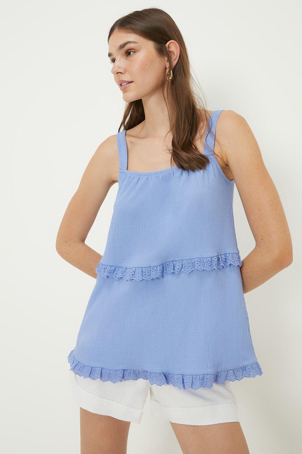 Tall Broderie Strappy Top