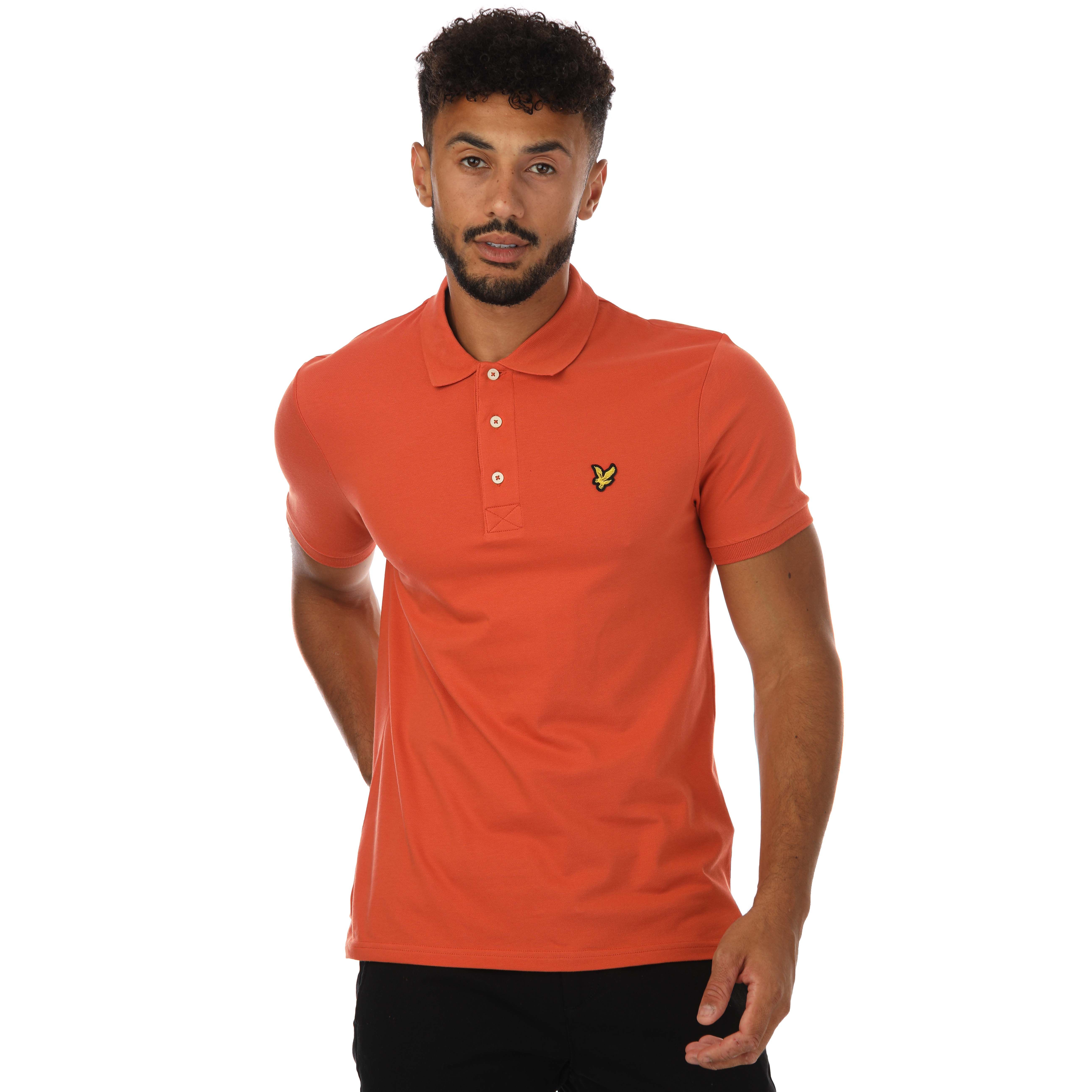 Men's Lyle And Scott Plain Polo Shirt in Orange
