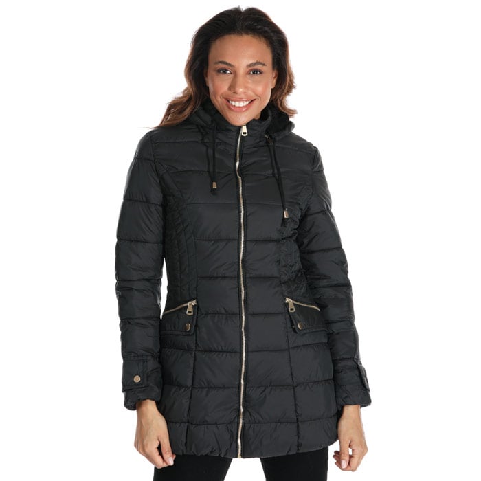 Women's Elle Hooded Parka Jacket in Black