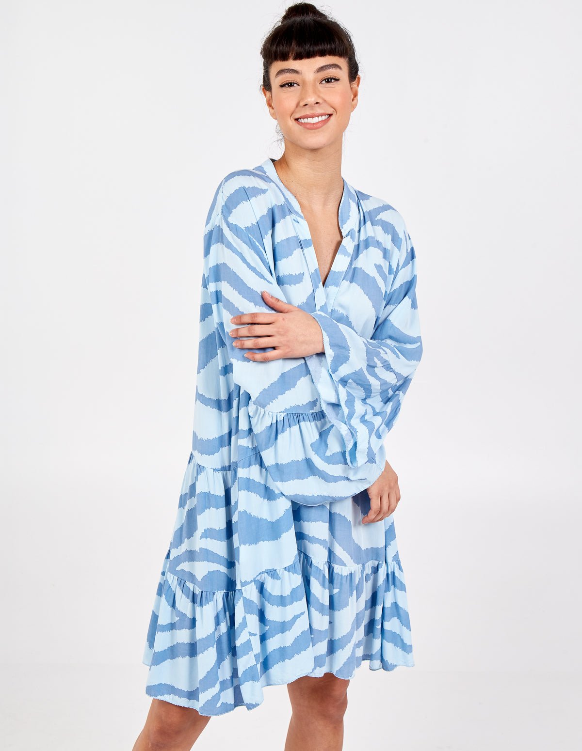 AMALIA - Zebra Print Oversized Tiered Dress