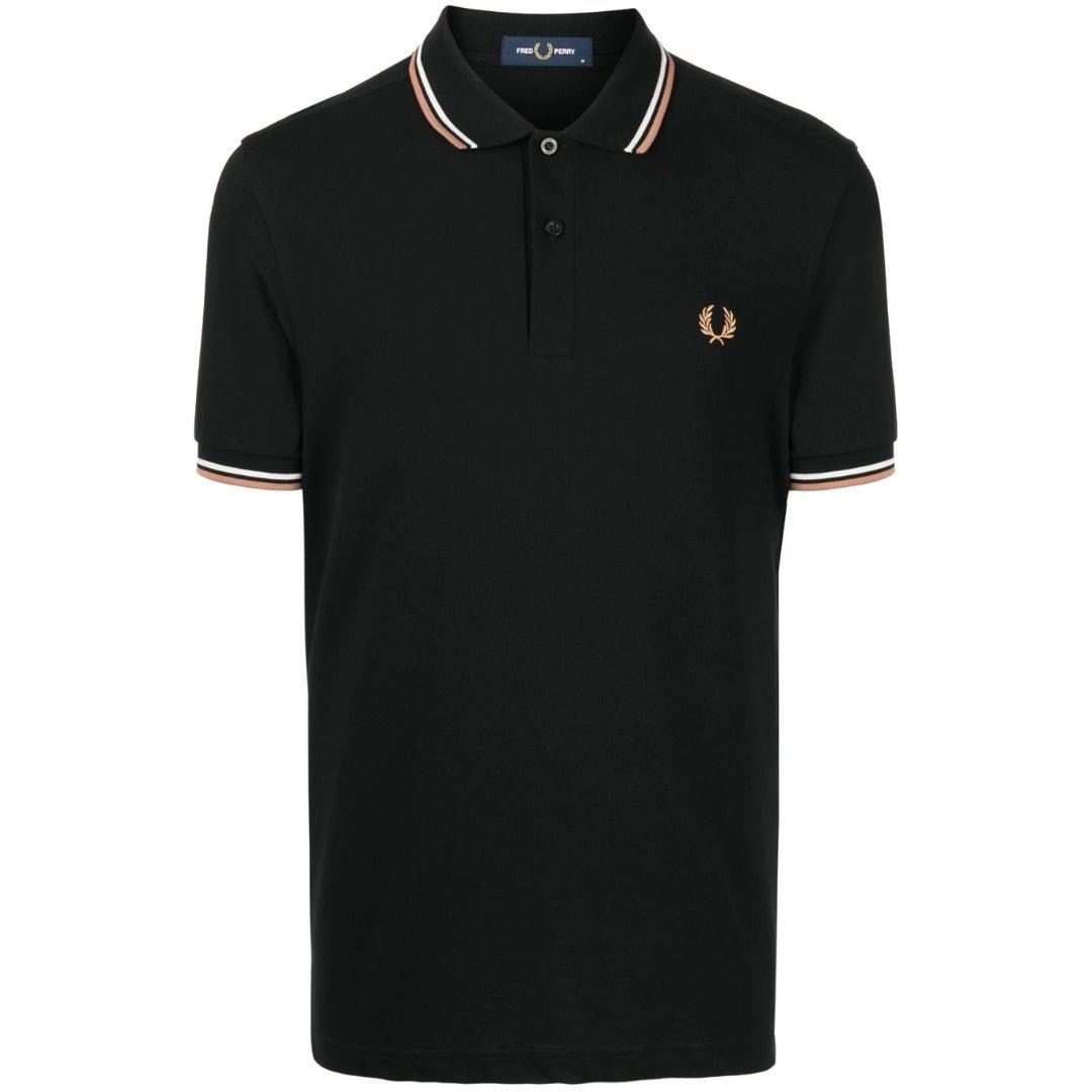 Fred Perry White Twin Tipped Collar Black Polo Shirt